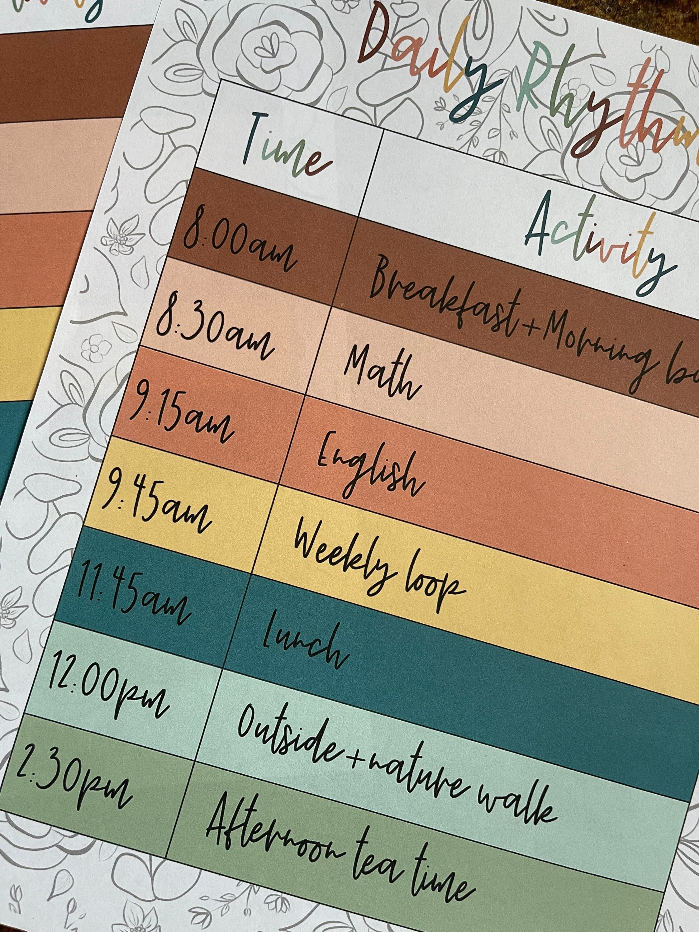 Homeschool Daily Rhythm Schedule Digital Download Boho Homeschool ...