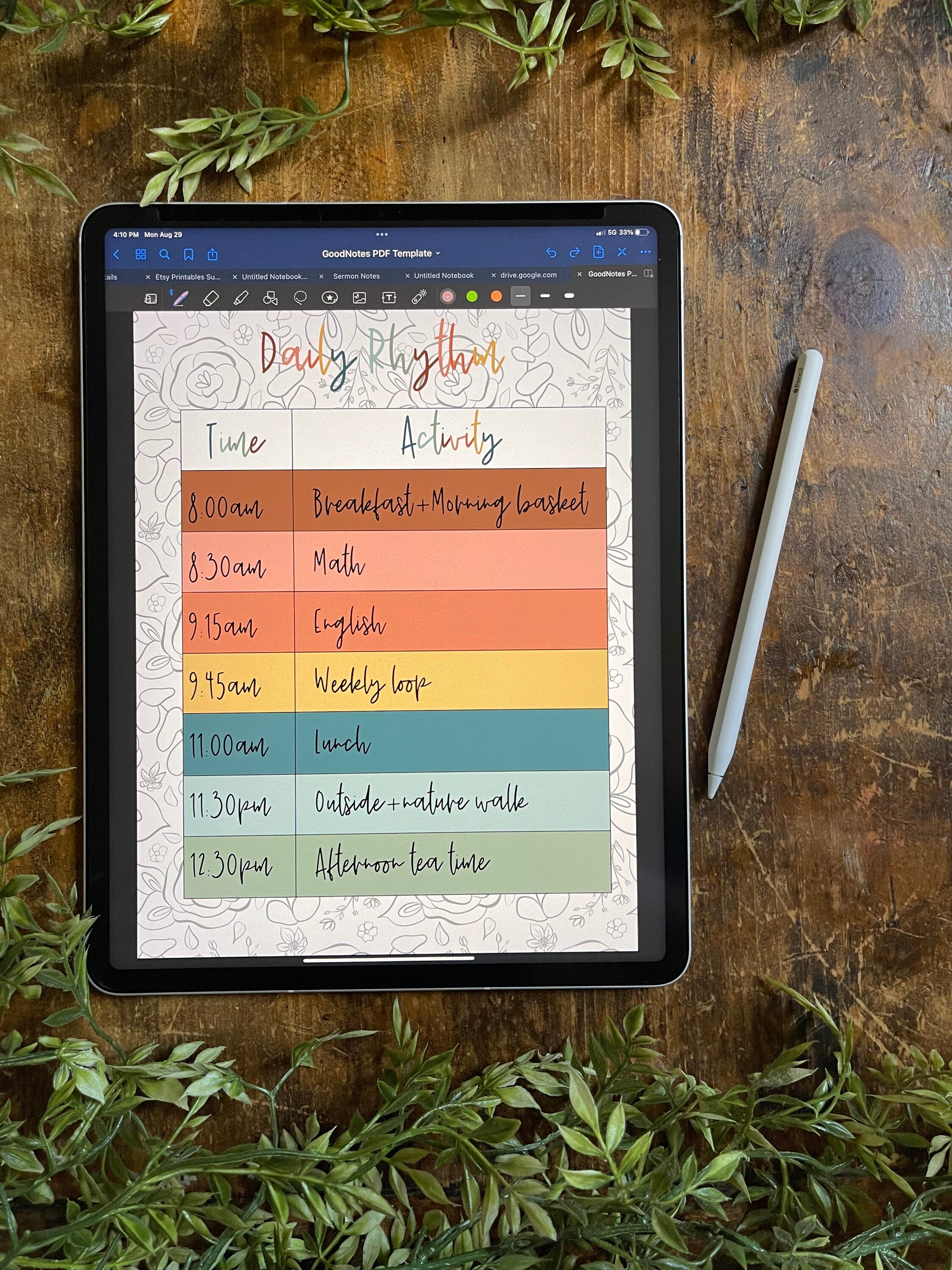Homeschool Daily Rhythm Schedule Digital Download Boho Homeschool ...