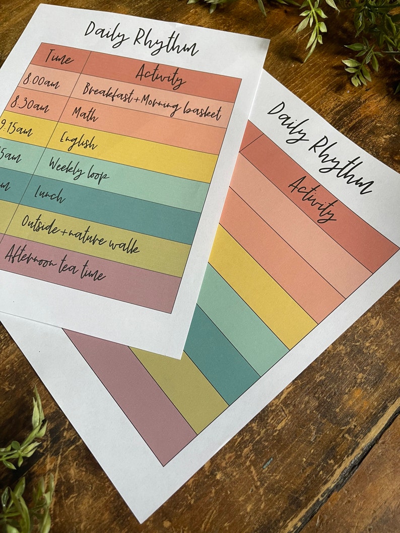 Rainbow Homeschool Daily Rhythm Schedule Printable Digital Download ...