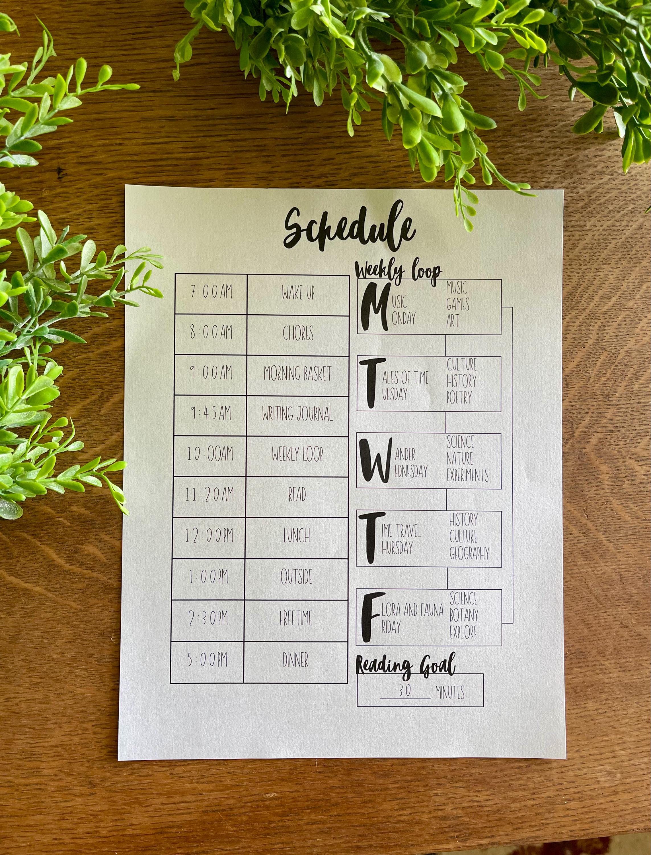 Homeschool Loop Schedule Printable | Editable Daily Planner (digital ...