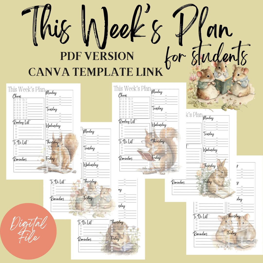Homeschool Weekly Plan Printable | Student Checklist | Chore List and ...