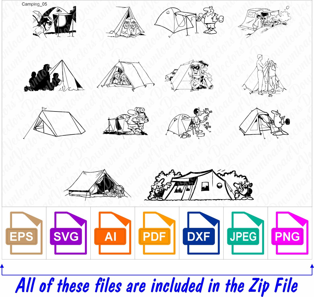 Camping_05 Tents SVG Vacation, Eps, Ai, Scalable, Instant Download ...
