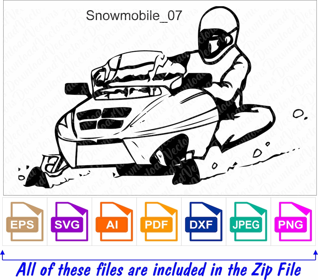 Snowmobiles 07 SVG Ai Pdf Circut Vinyl Print Clipart Silhouette Digital ...