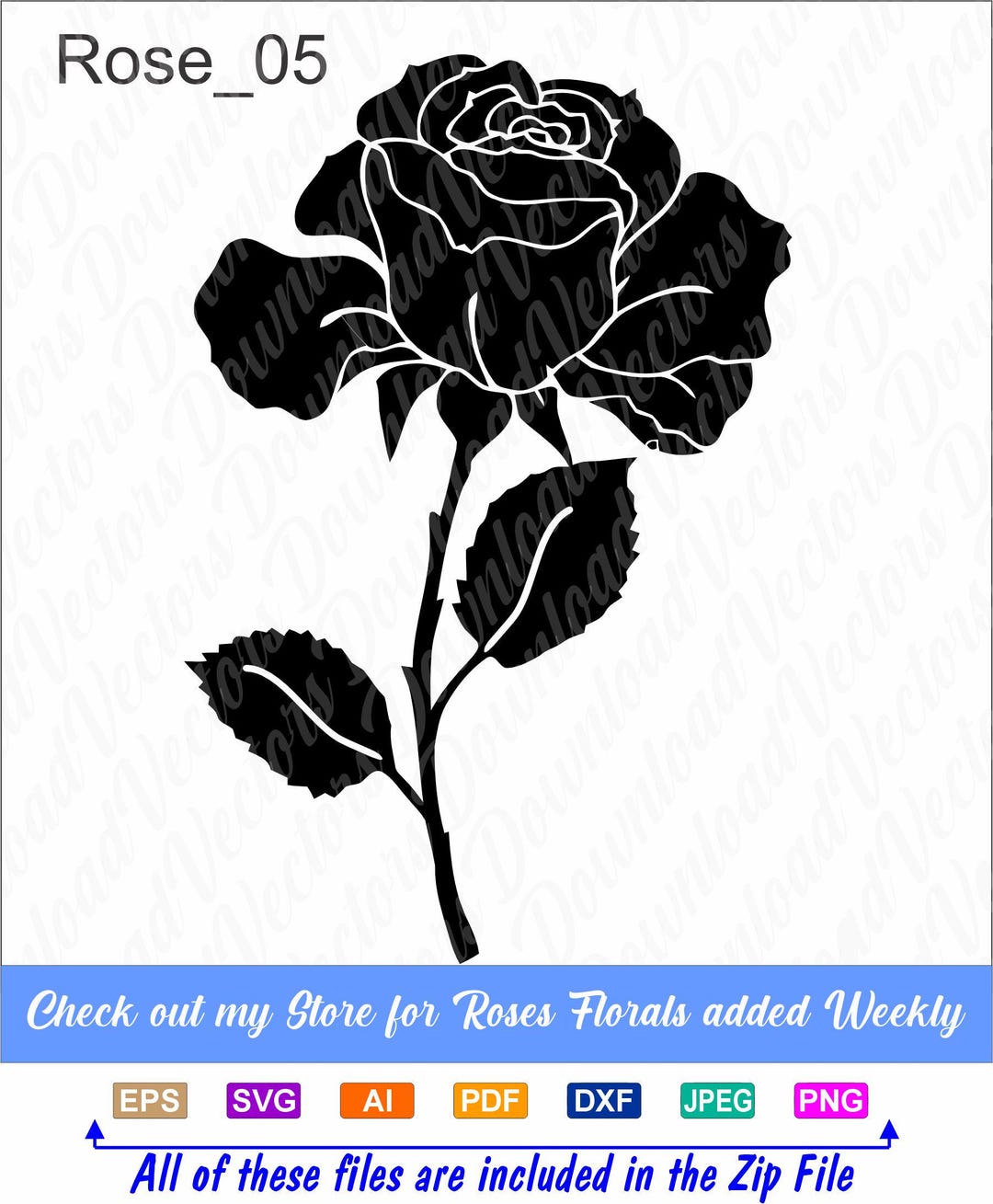Rosas_05 Flores svg ai eps pdf dxf png circut Decoraciones Silueta ...