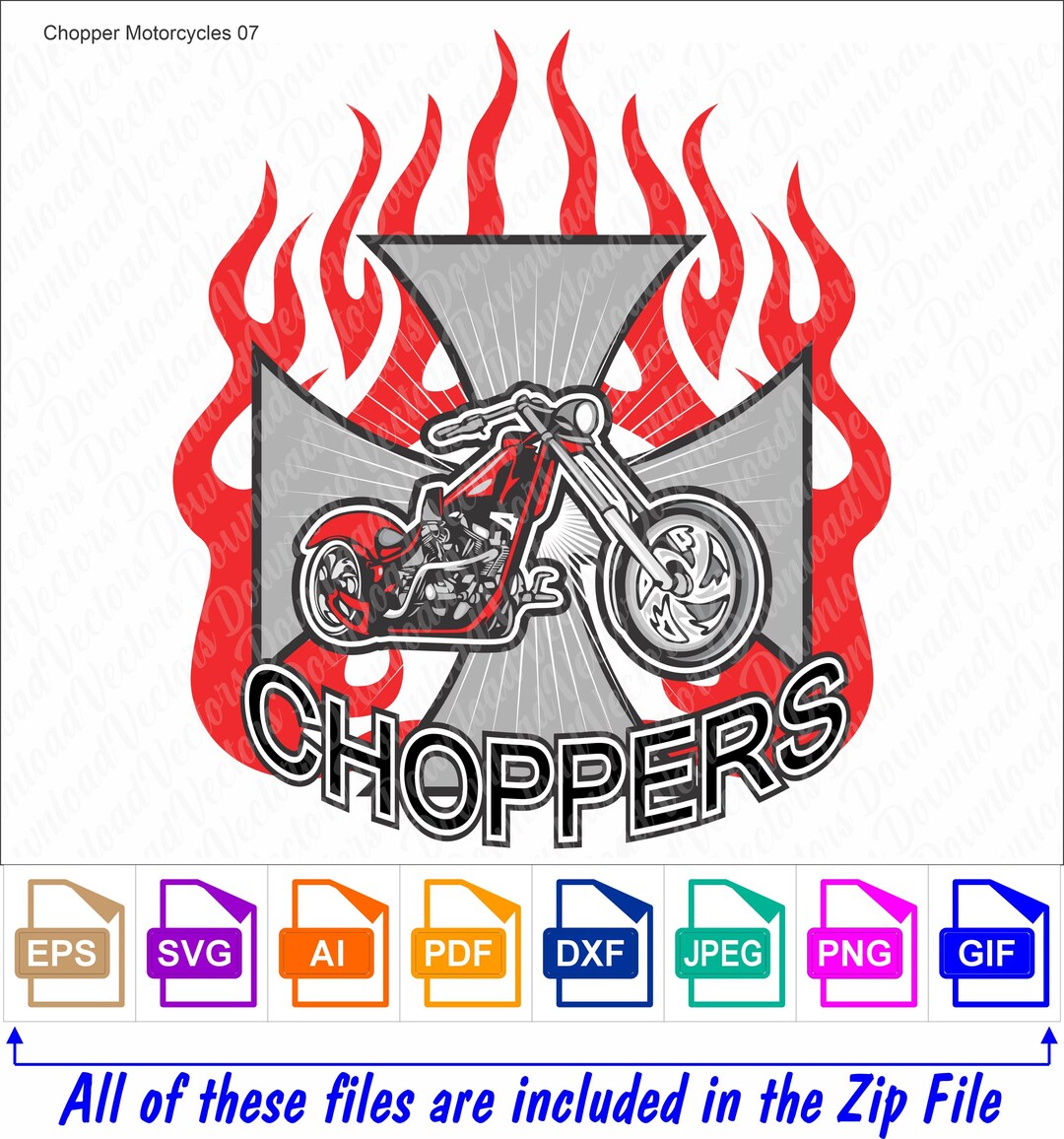 Chopper Motorcycle 07 SVG Ai Pdf Circut Vinyl Print Clipart Silhouette ...