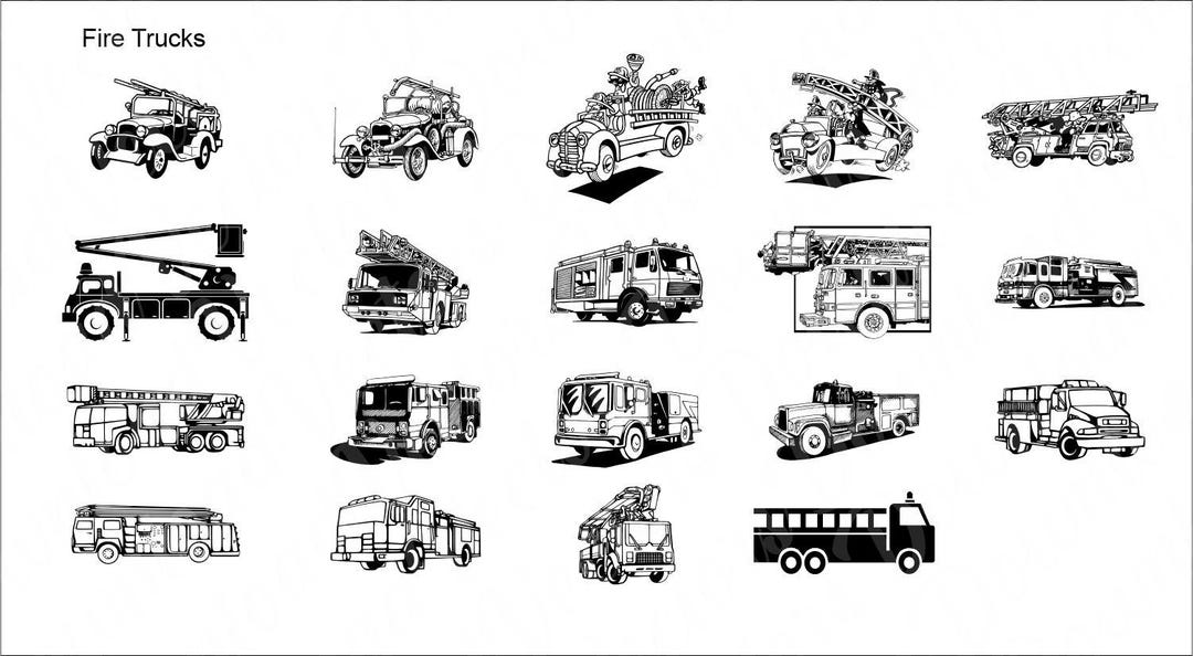 Fire Trucks Svg Eps Dxf Ai Fire Trucks Eps Fire Trucks Pdf Dxf Cut ...