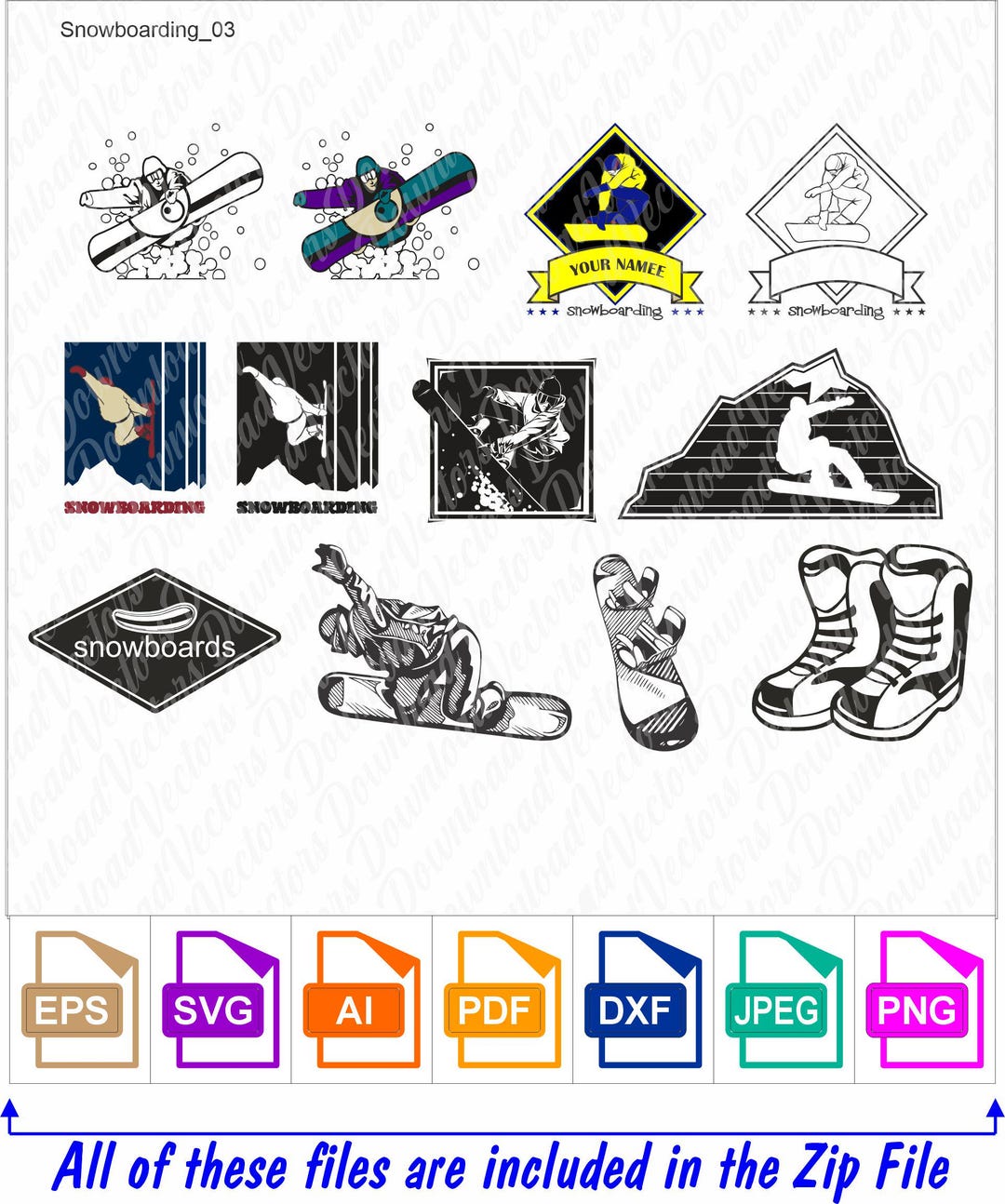 Snowboarding_03 Scalable SVG Ai Pdf Circut Print Clipart Silhouette ...