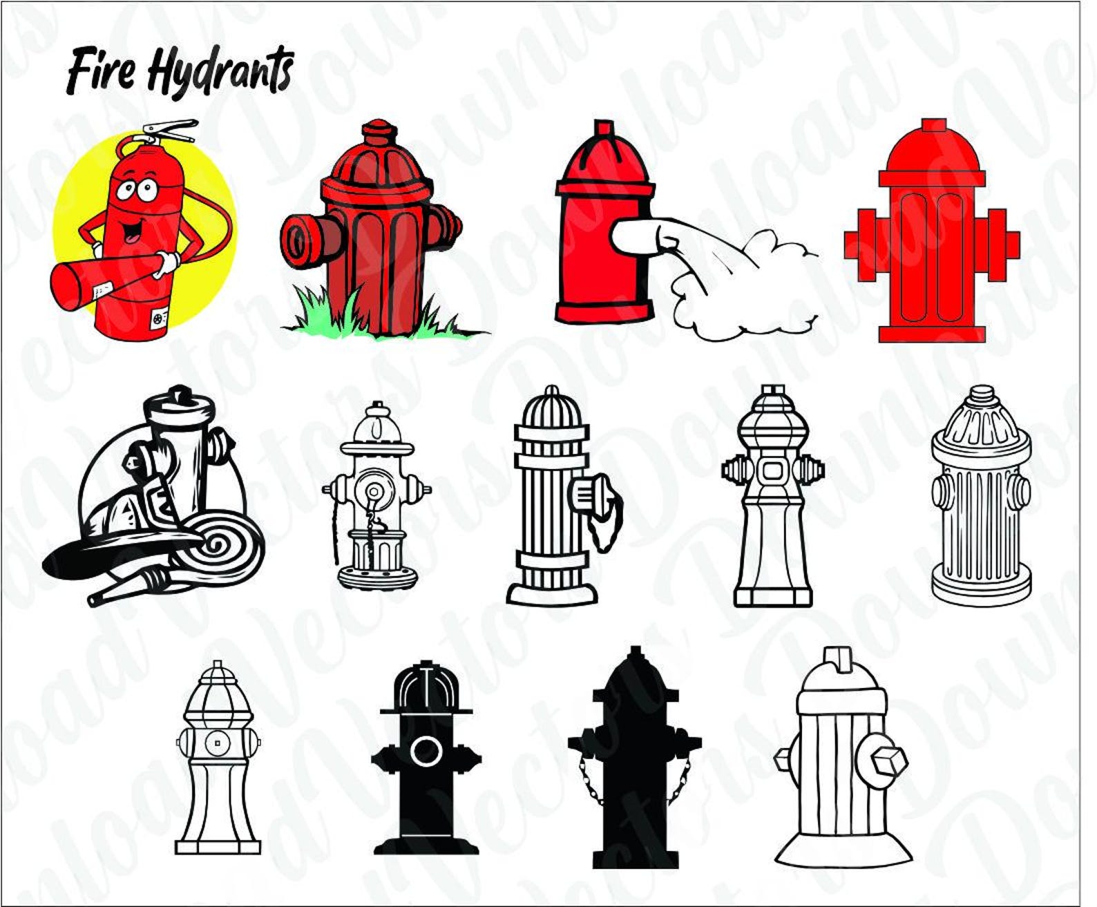 Fire Hydrants Digital Download Eps Ai Svg Dxf Pdf Cut File Circuit - Etsy