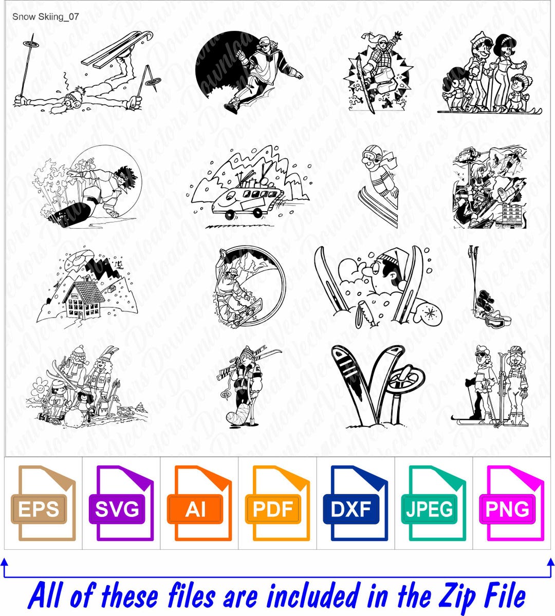 Snow Skiing_07 SVG Ai Pdf Circut Vinyl Print Clipart Silhouette Digital ...