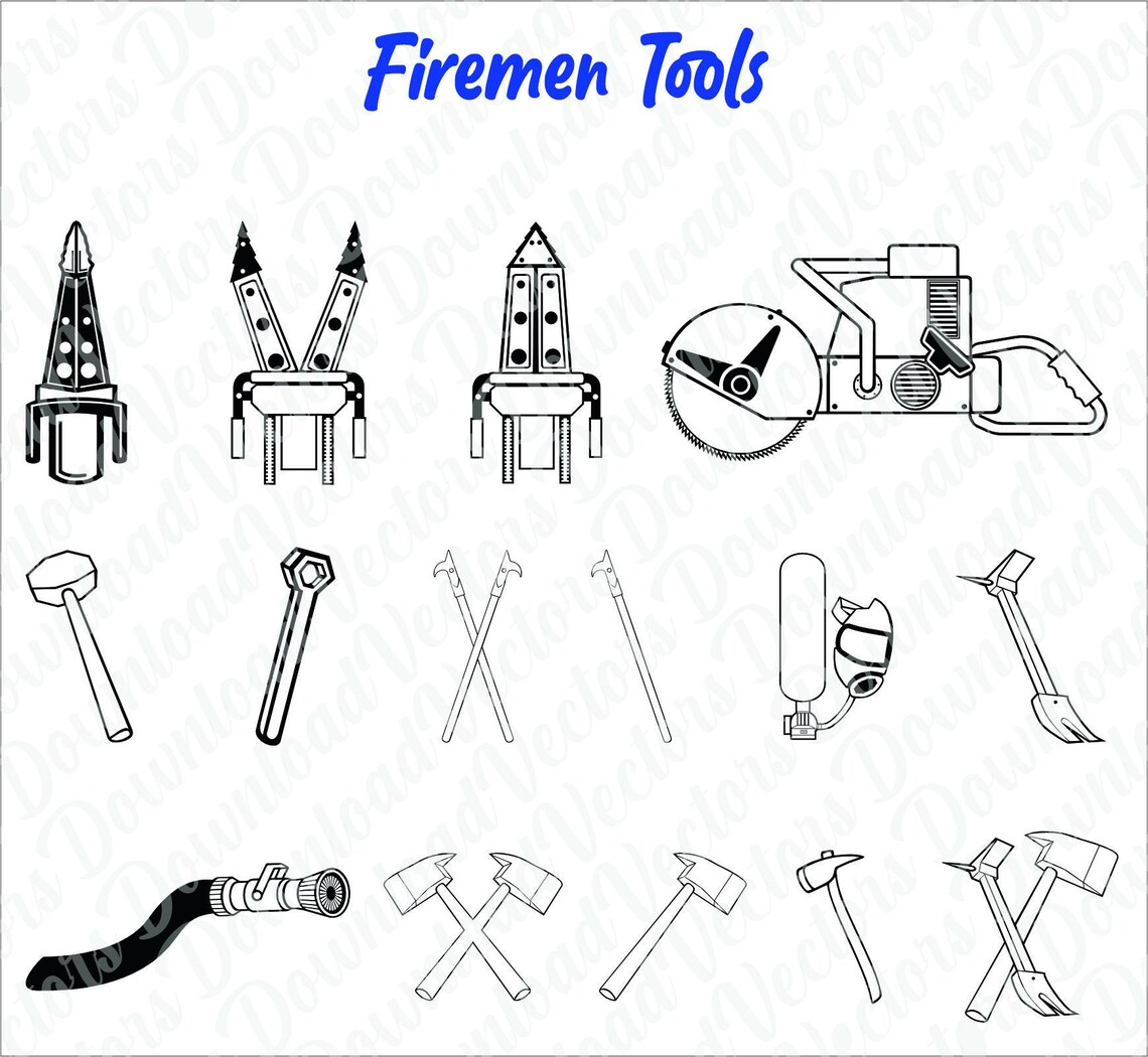 Firemen Tools Jaws of Life Pike Pole Halligan Fire Hose Nozzle Axe ...