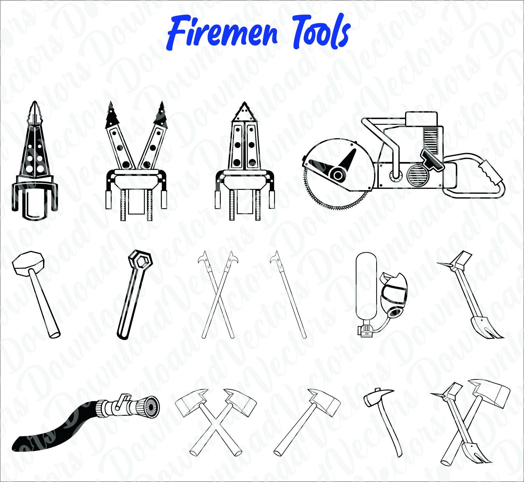 Firemen Tools Jaws of Life Pike Pole Halligan Fire Hose Nozzle Axe ...