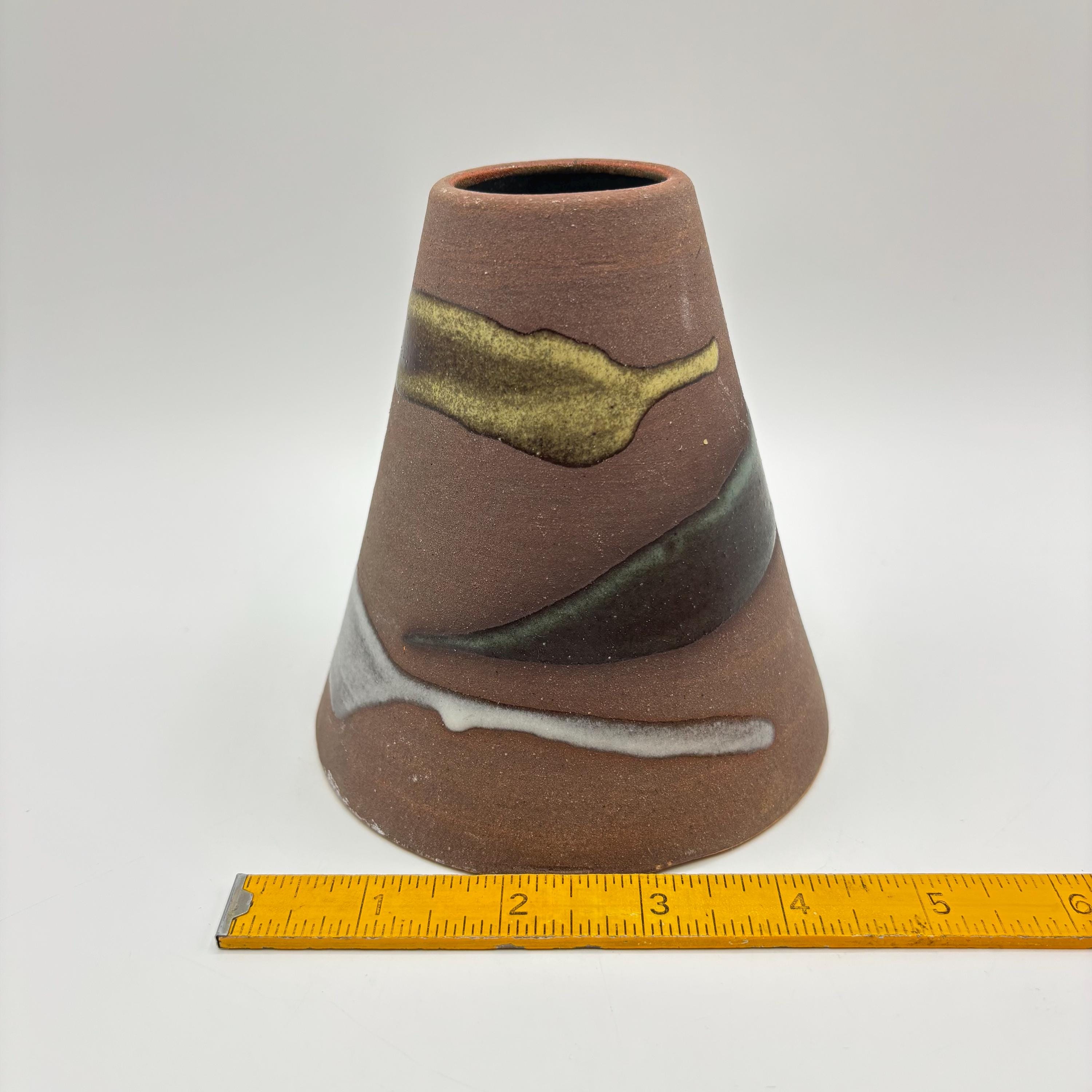 Vintage Studio Stoneware Brush Stroke Pottery, Conical Shape Dominican ...