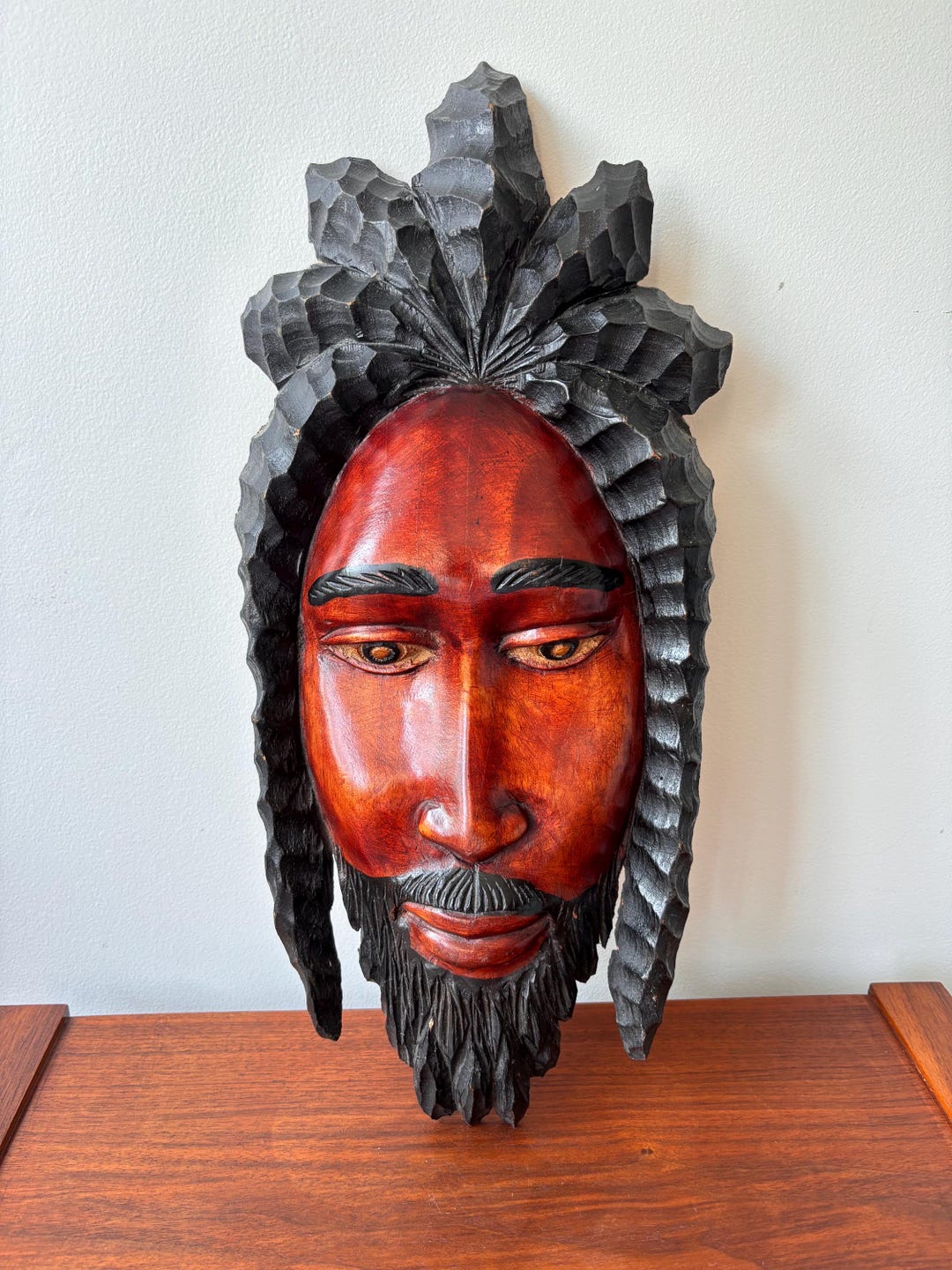 Vintage Carved Wood Bob Marley Head Bust Wall Mask, Jamaican ...