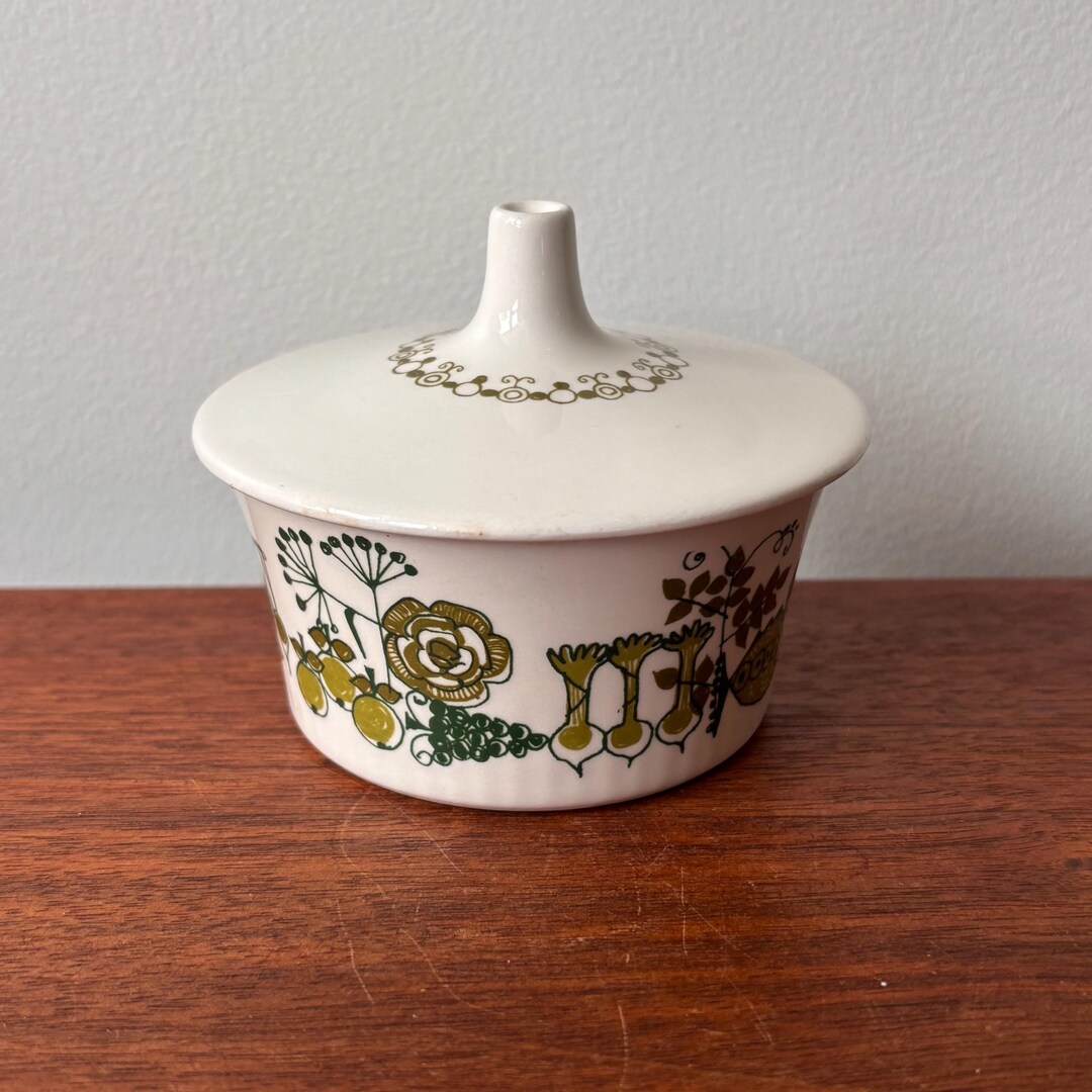 Vintage Figgjo Flint Market Design Lidded Sugar Bowl Pot Made in Norway ...