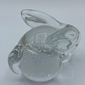 Vintage Art Glass Clear Bullicante Bunny Figurine, Art Glass Animals ...