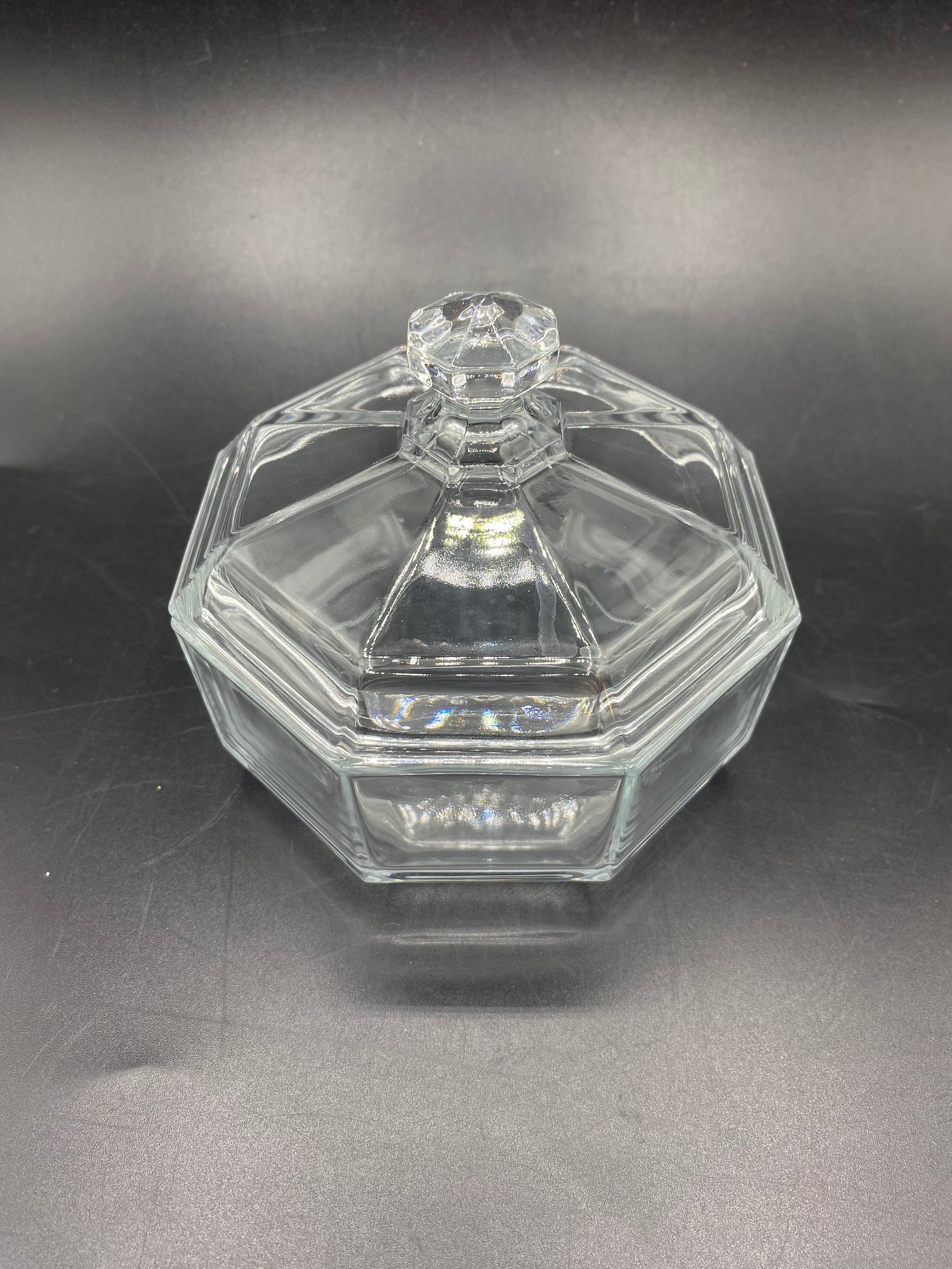 Vintage Octagon Shape Arcoroc France Clear Glass Covered Candy Dish - Etsy