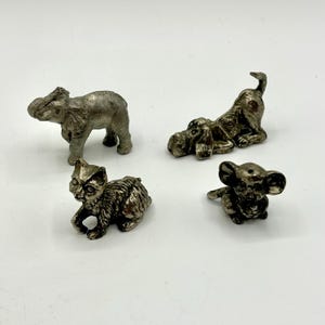 Vintage Pewter Miniature Animals Figurine Loy, Pewter Hound Dog, Kitten ...