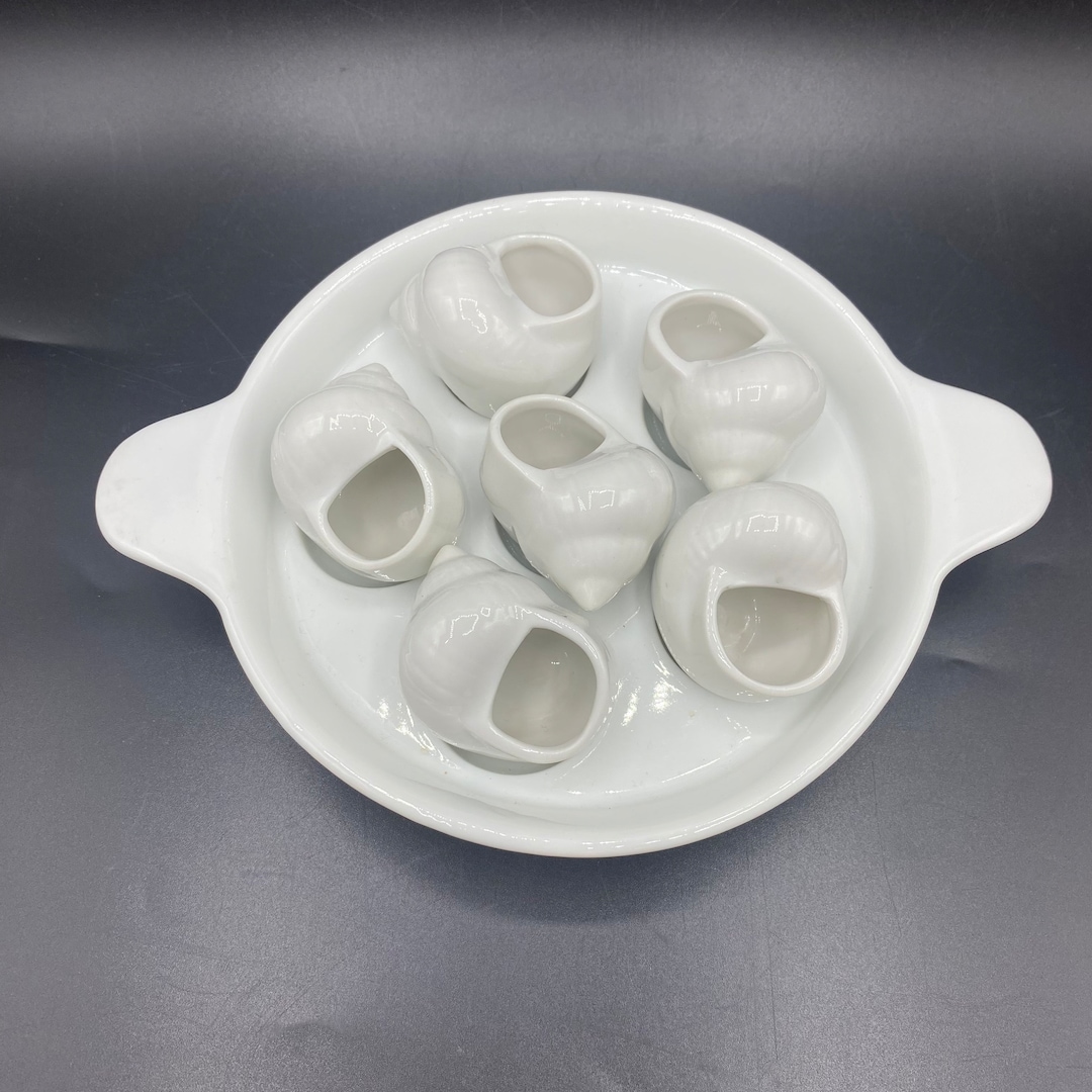 Vintage Fitz and Floyd Japan Escargot Serving Dish White Porcelain - Etsy