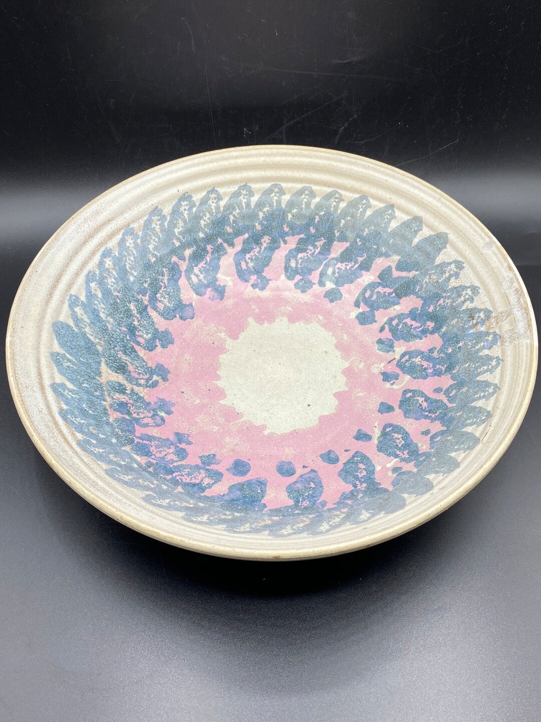 Teal Blue & Pink Drip Glaze Pottery Bowl by Deborah Doran - Etsy