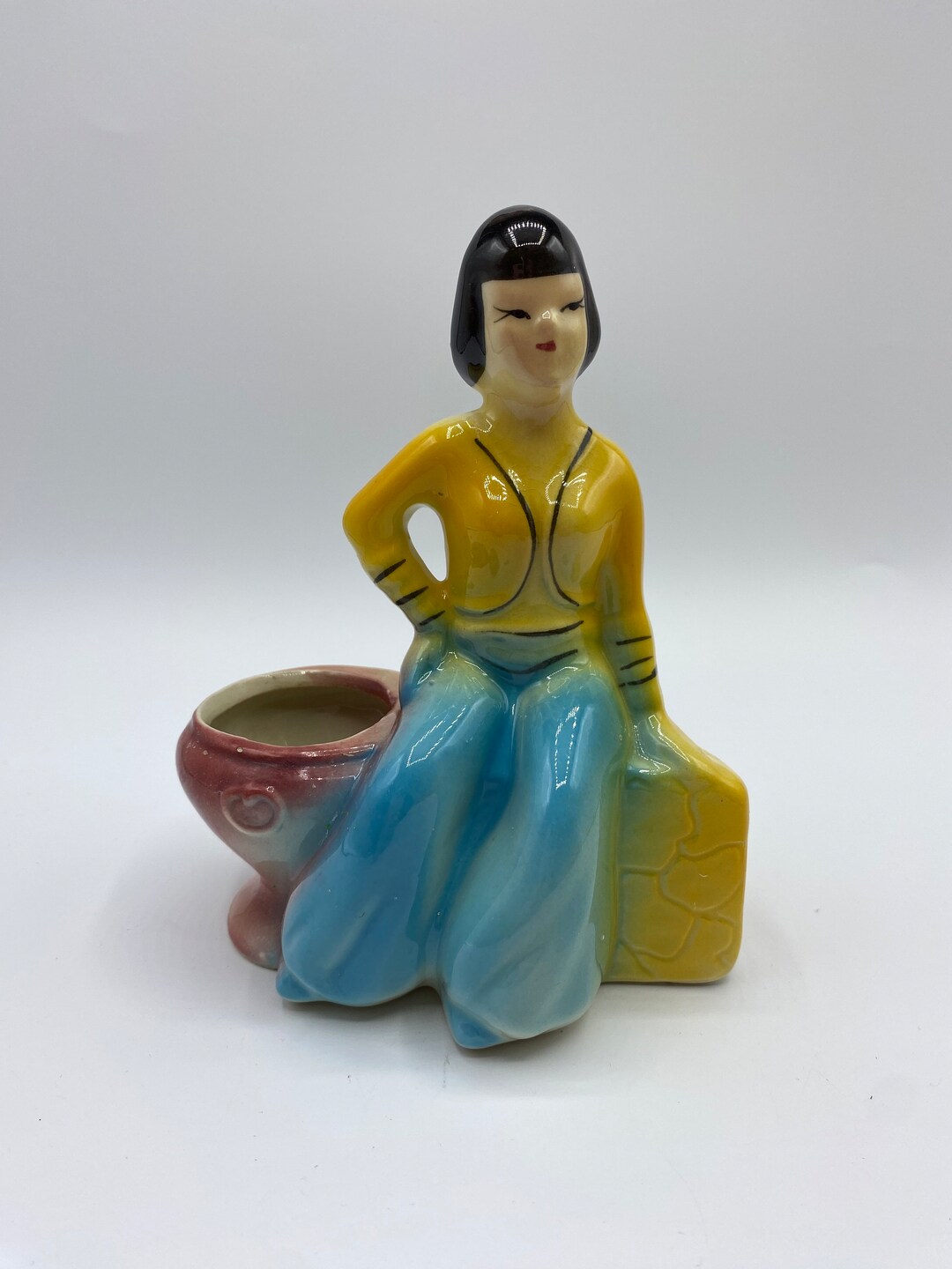 Vintage 1940's MCM Asian Lady Ceramic Pottery Planter, Shawnee Pottery ...