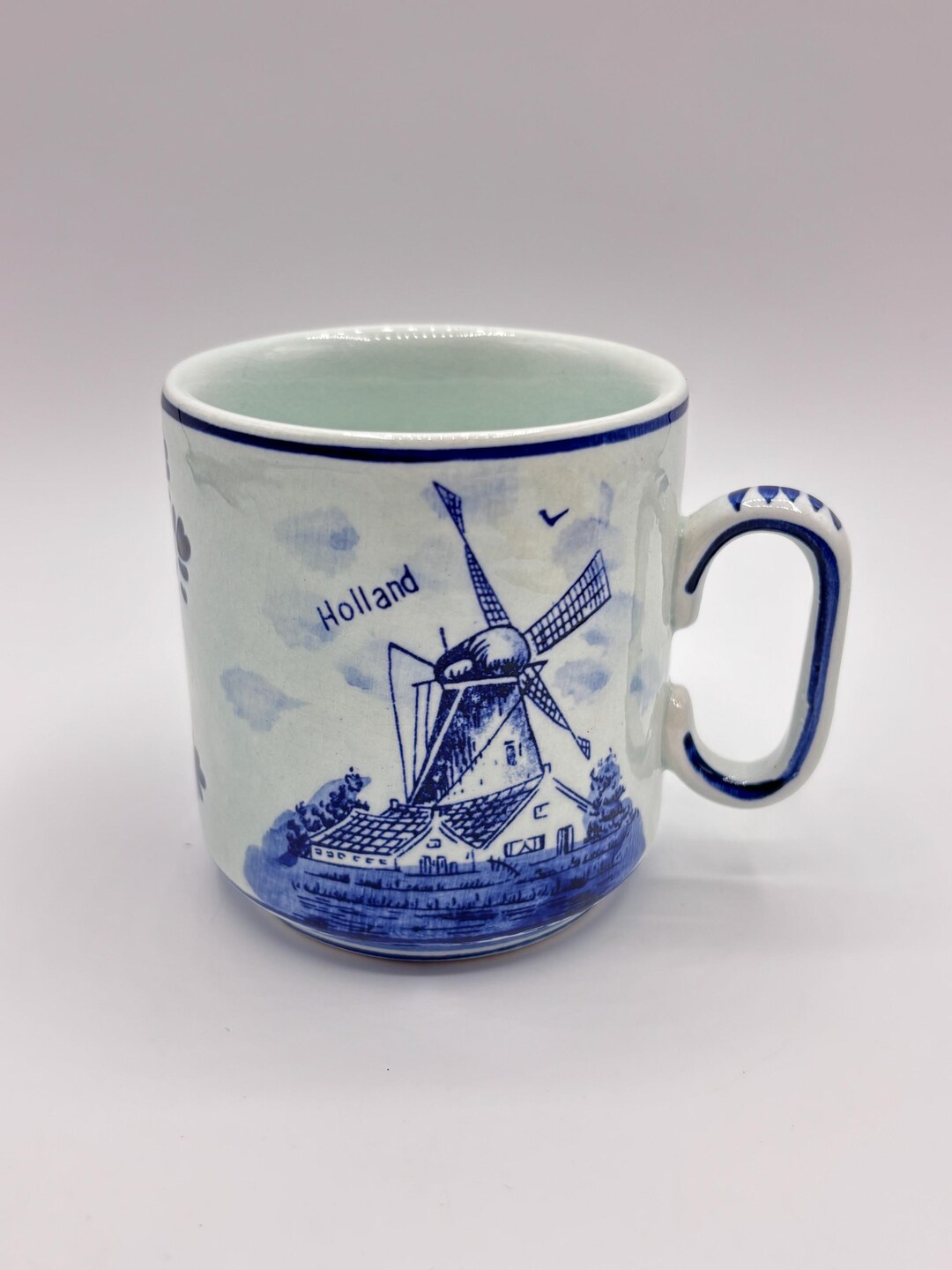 Dutch Delft Blauw Blue and White Holland Windmill Ceramic Rectangular ...