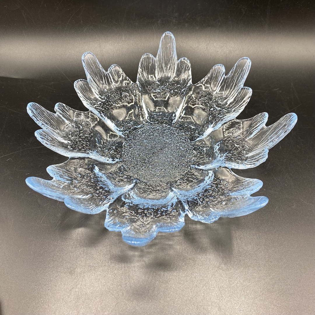 Vintage Pukeberg Sweden Blue Centerpiece Bowl Glasbruk, Textured Blue ...