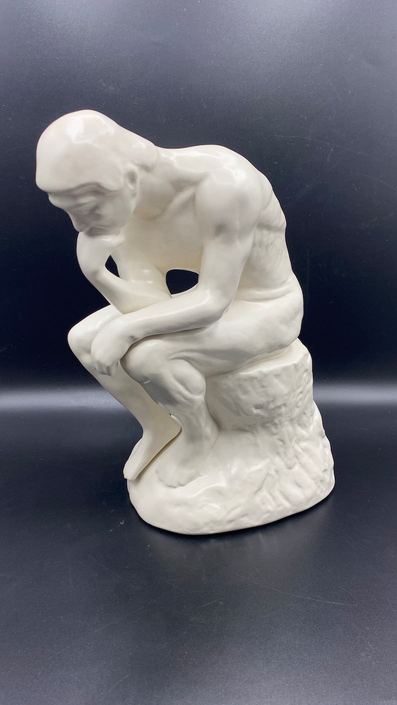 Vintage Large White Ceramic Rodins the Thinker or Thinking - Etsy