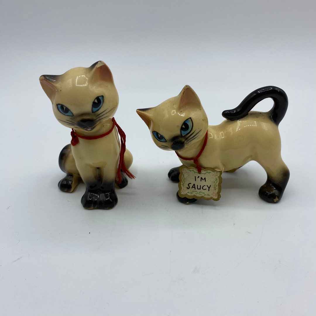 Vintage Anthropomorphic Pair of Siamese Cat Kitten Salt and Pepper ...