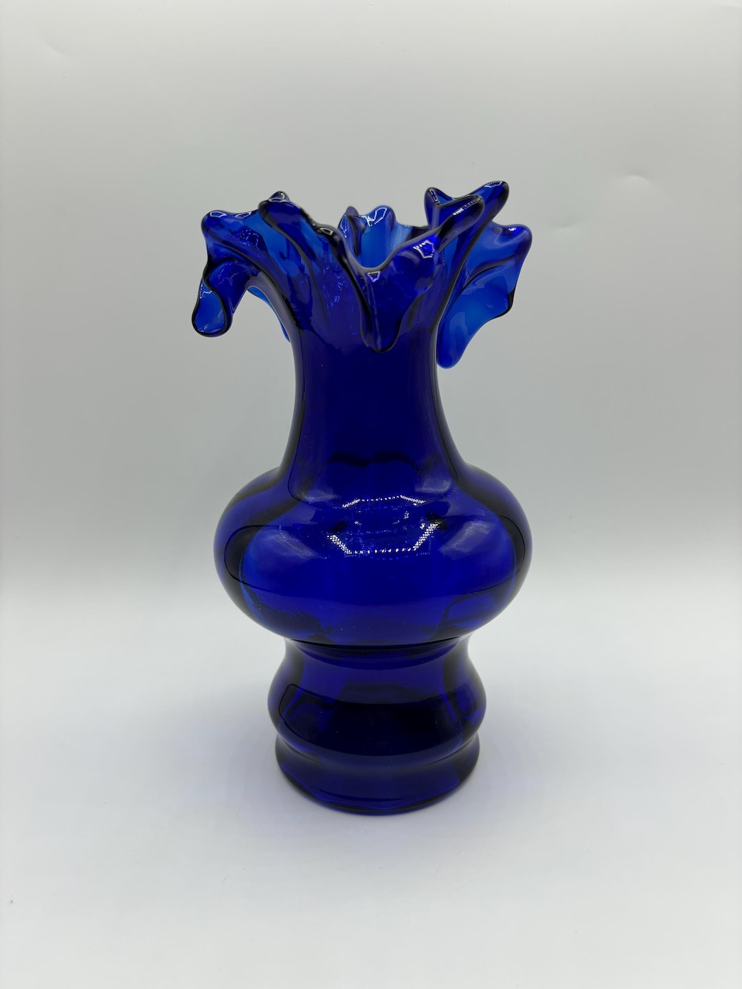 Vintage MCM Cobalt Blue Ruffle Fluted Vase 8” - Etsy