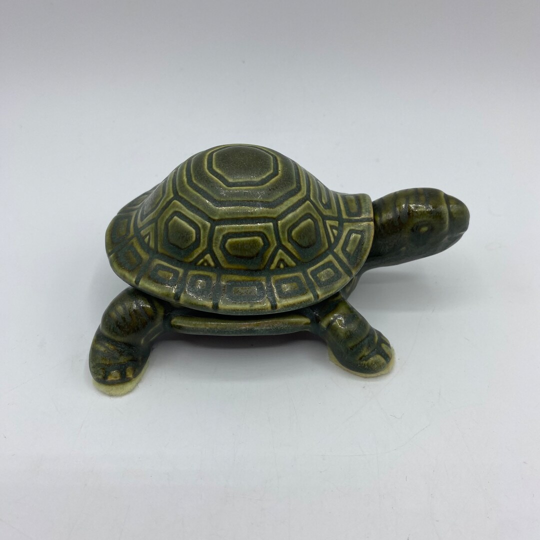 Vintage Green Ceramic Tortoise / Turtle Trinket Box Key Ring Holder - Etsy