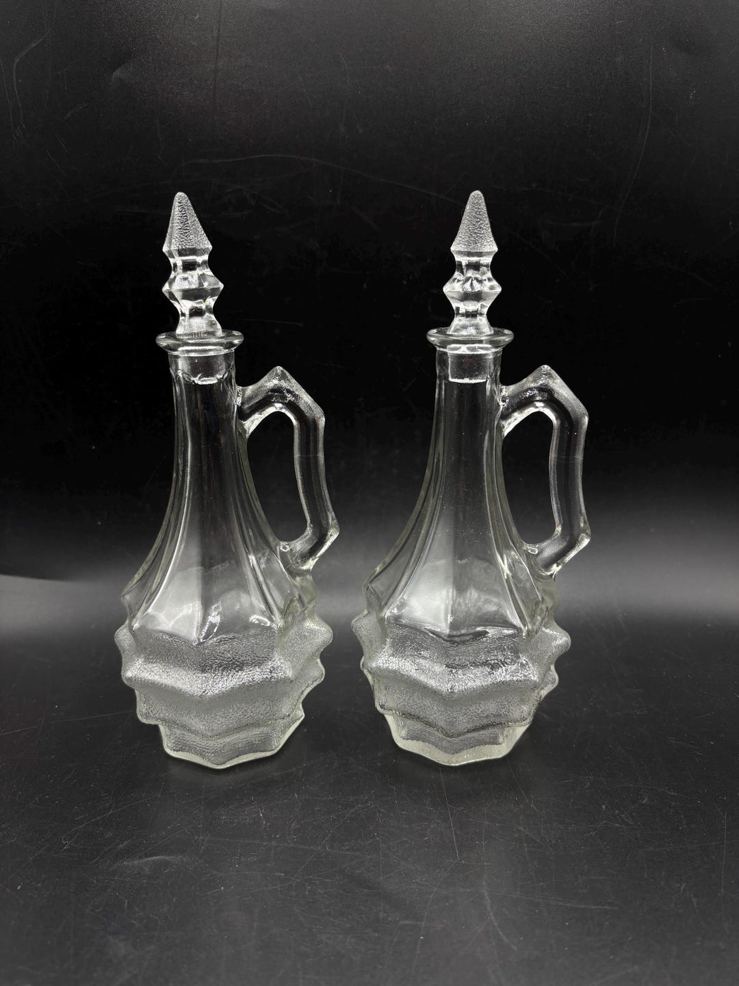 Clear Glass Cruets With Glass Stoppers Set of 2, Small Glass Oil ...