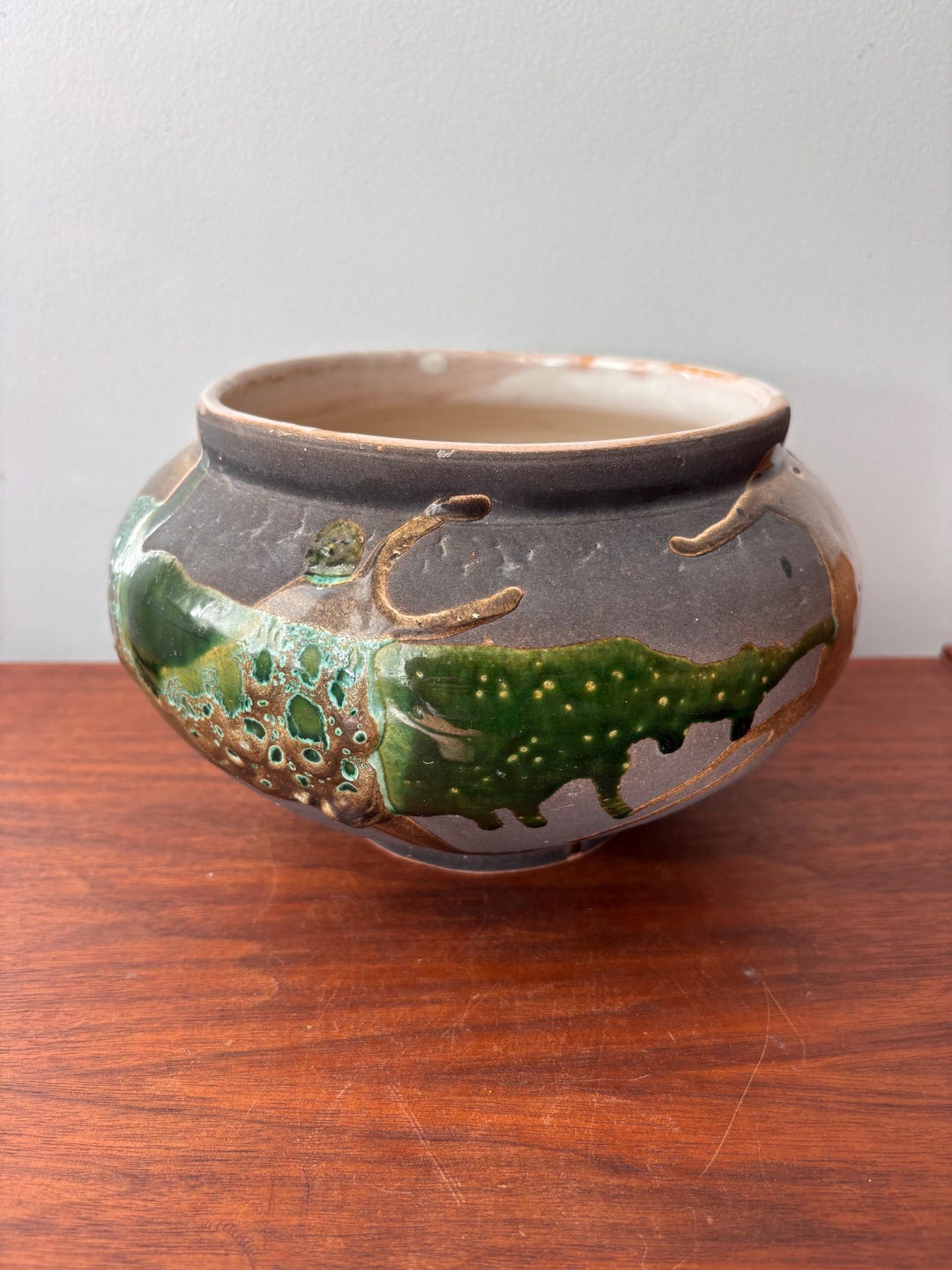 Vintage Studio Stoneware Organic Brush Stroke Pottery, Bulbous Shape ...