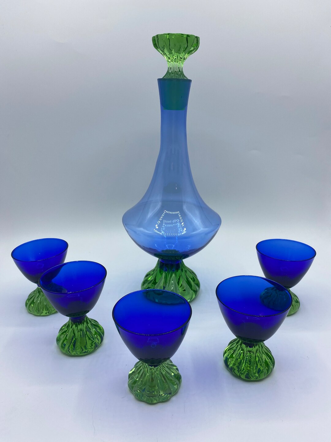 Mid-century Aseda Cobalt Blue and Green Swedish Glass Decanter ...