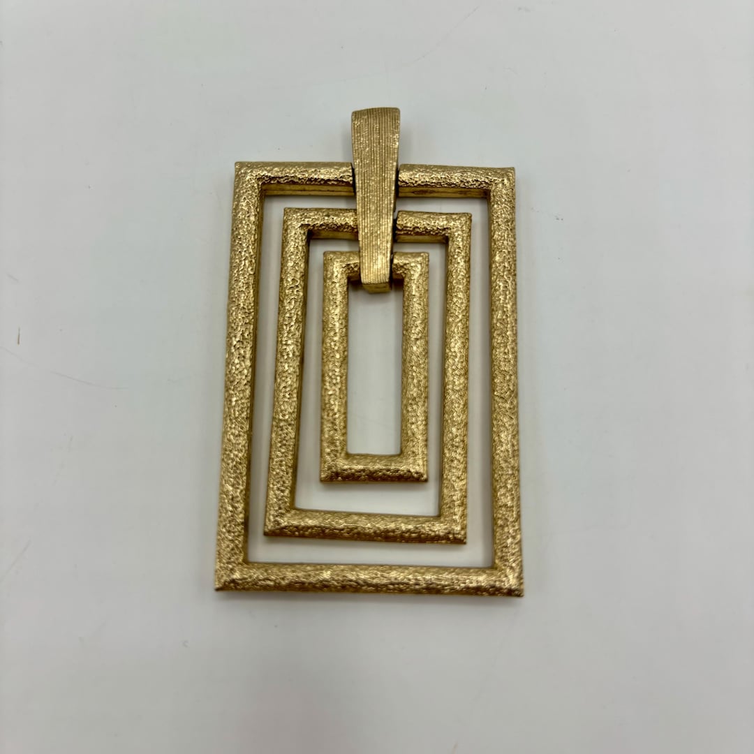 Vintage Sarah Coventry Brutalist Gold Tone Rectangle Jewelry Necklace Pendant - Etsy
