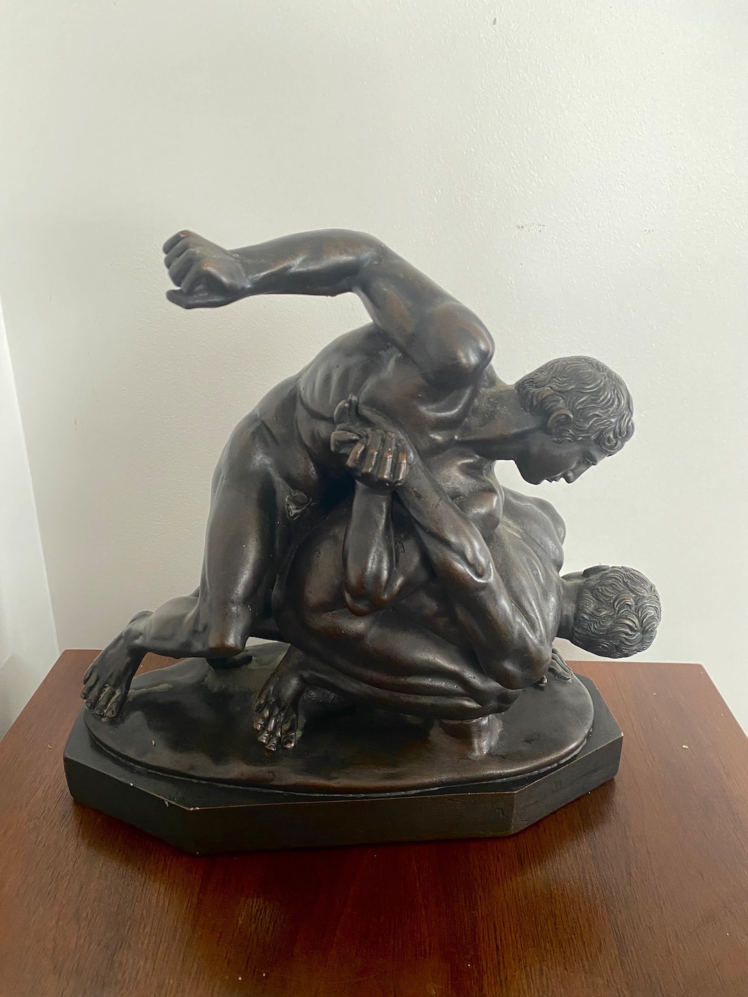 RARE Vintage Austin Prod Inc Sculpture the Wrestlers Greek Style Bronze ...