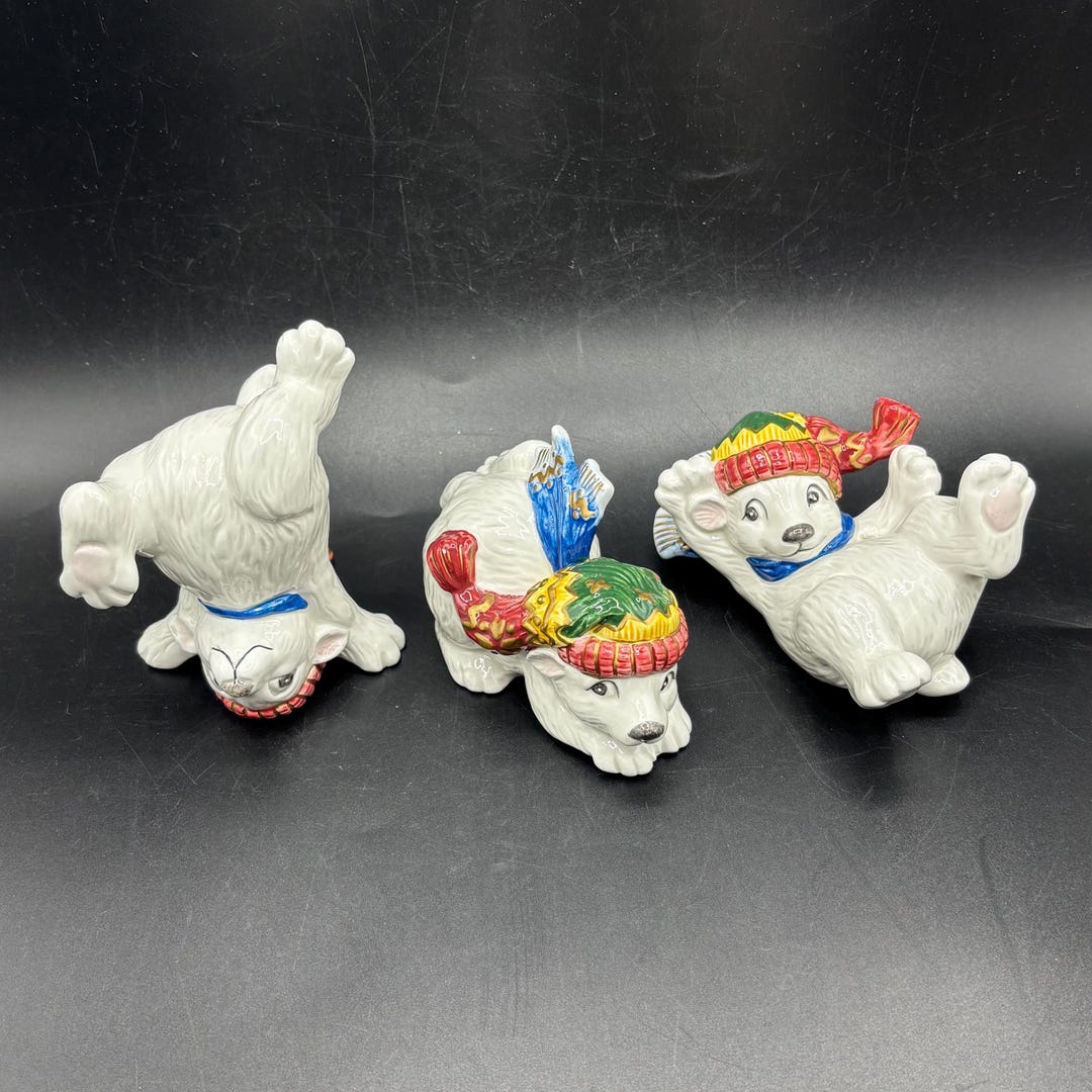 Vintage Fitz and Floyd Tumbling Polar Bear Christmas Figurines - Etsy