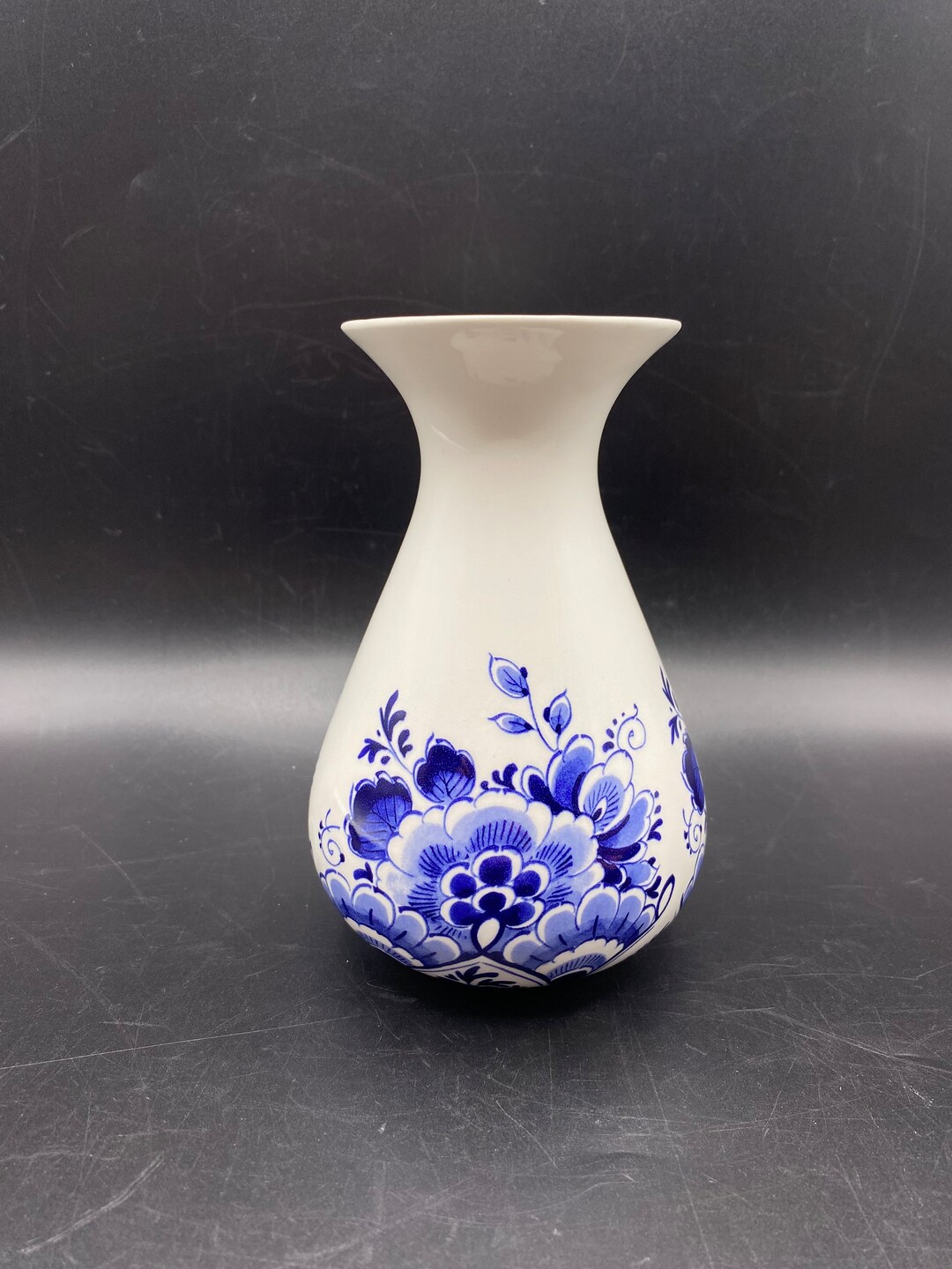 Vintage Delft Blue Belly Vase Floral Design by Heinen Delfts Blauw - Etsy
