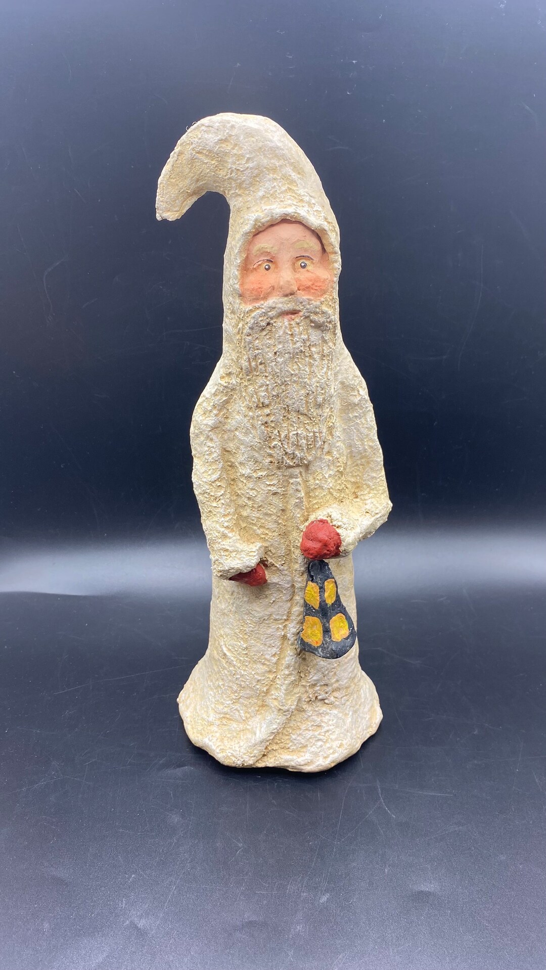 Vintage Primitive Style German Belsnickel Style Folk Art Santa Holding ...