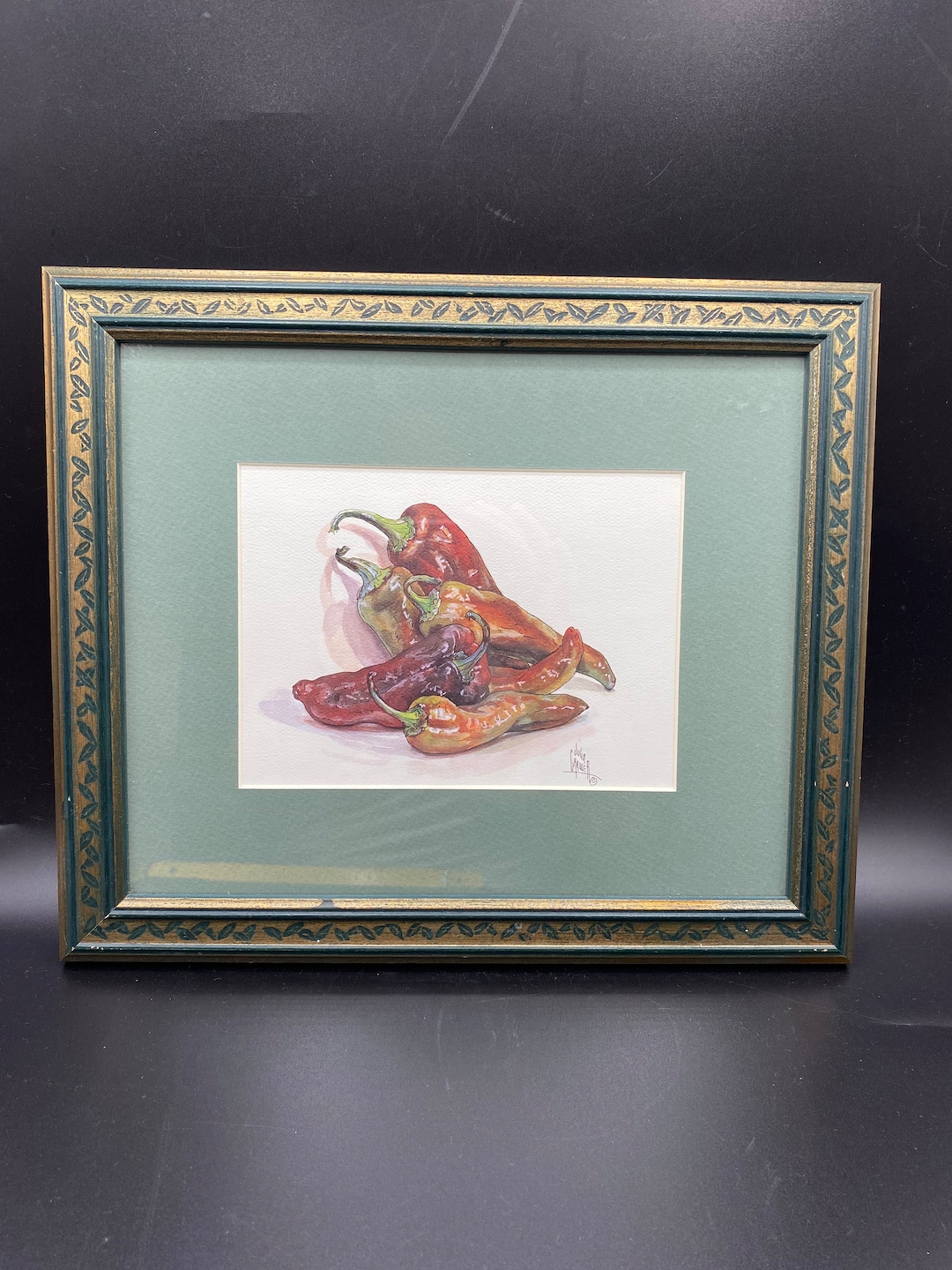 Vintage Julia Crainer Still Life “red Hot Long Peppers” Watercolour Art ...
