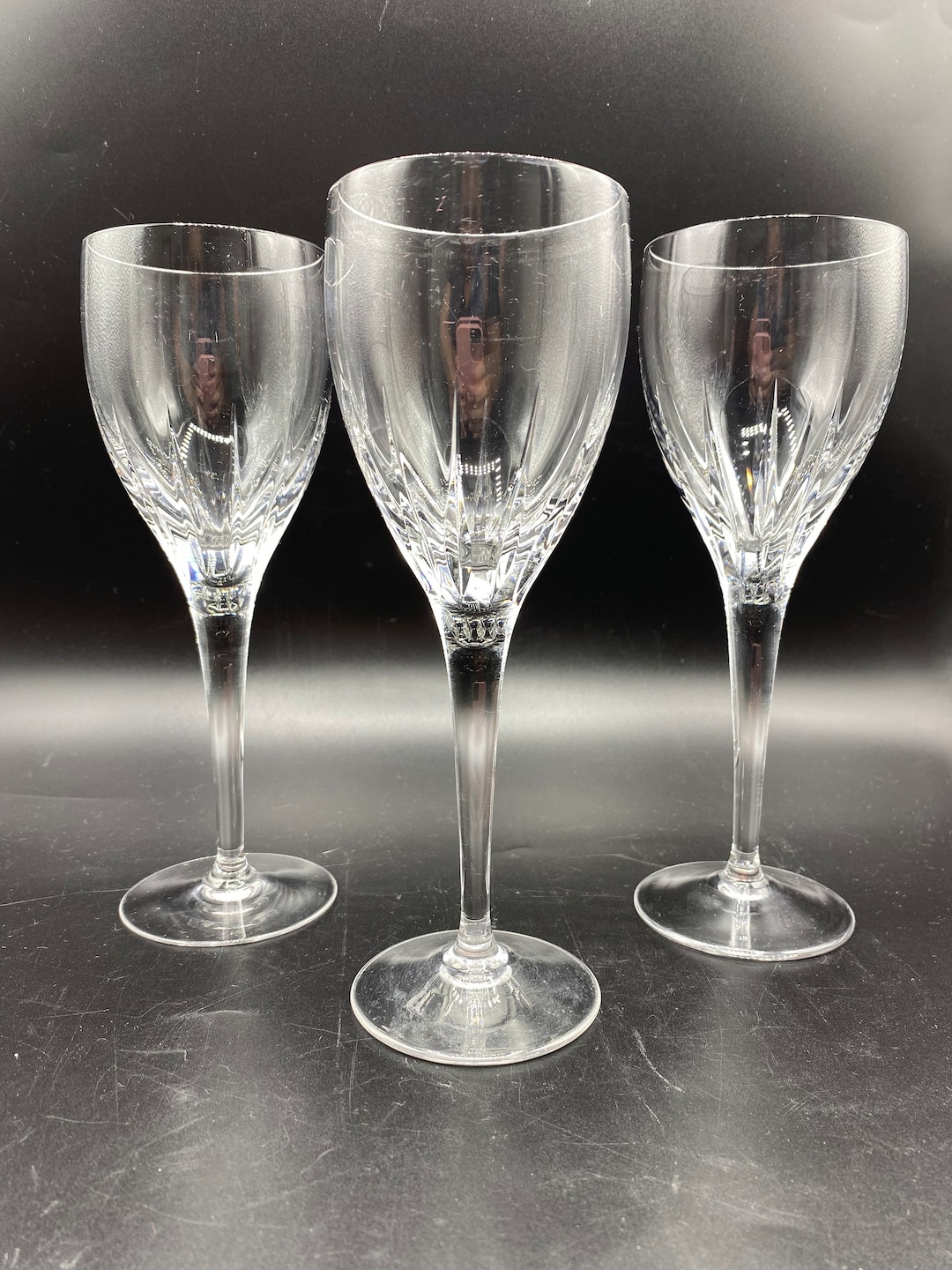 Vintage Crystal Wine Glass With Cut Line Pattern, Mikasa Crystal ...