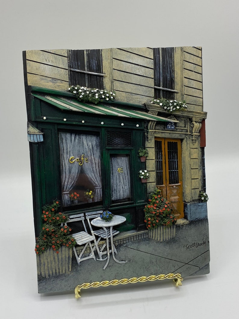 Scott Steele Artist Street Scene Cafe Shop Textured in - Etsy
