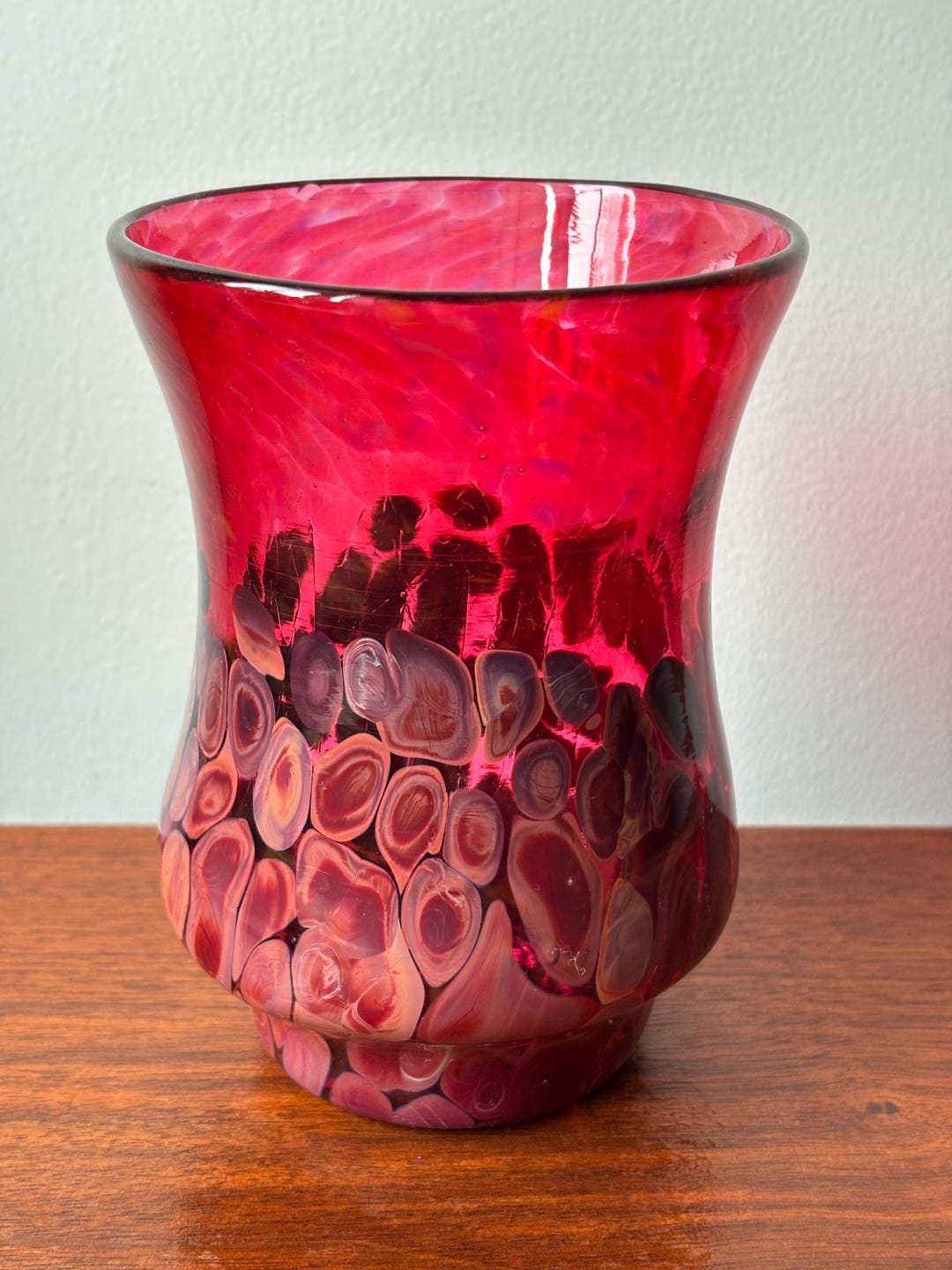 Vintage Cranberry Mottled Art Glass Votive Candle Holder - Etsy