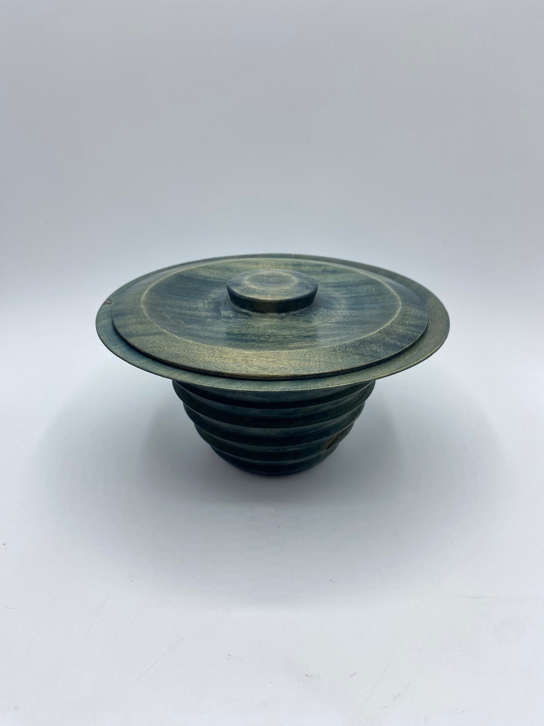 Vintage Arts Craft Style Turned Wooden Green Stain Bowl, Green Stain ...