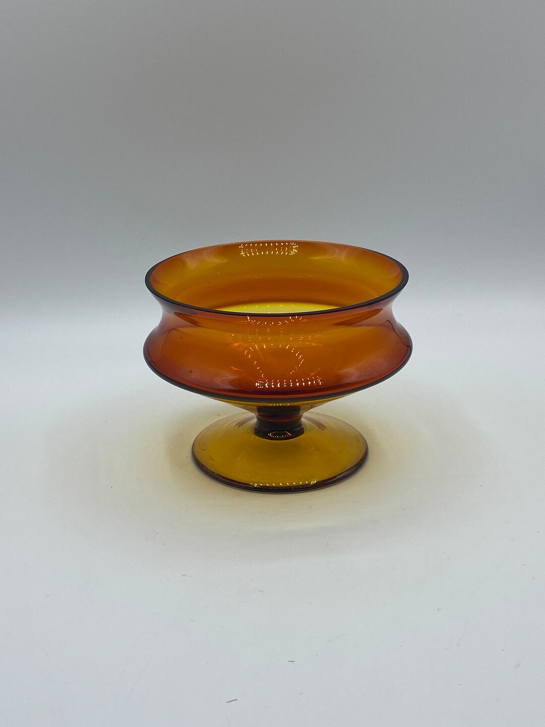 Vintage Amberina Glass Compote: Tangerine Blenko Style Candy Dish - Etsy