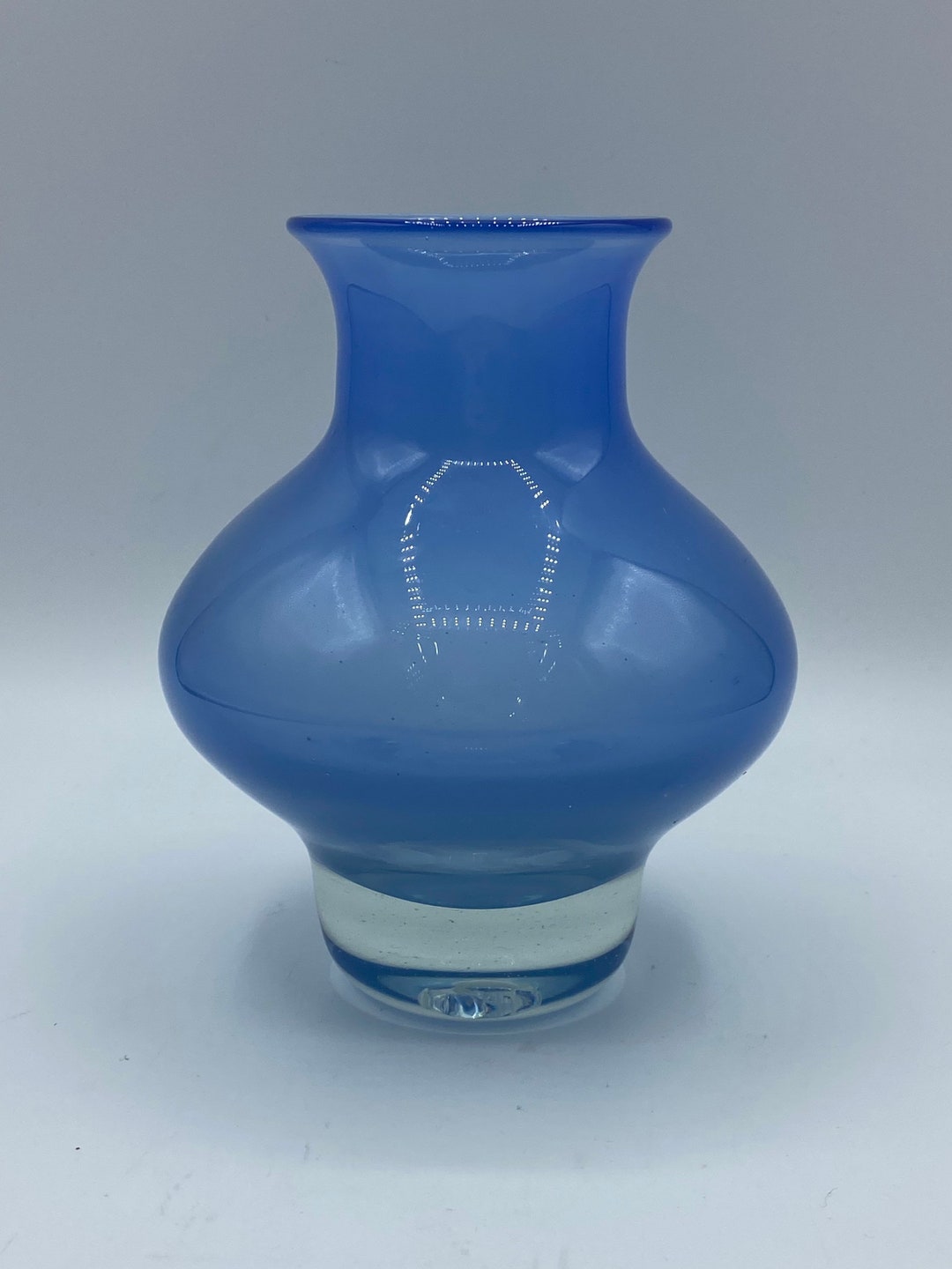Vintage Canadian Studio Art Glass Hand Blown Periwinkle Blue Vase With ...