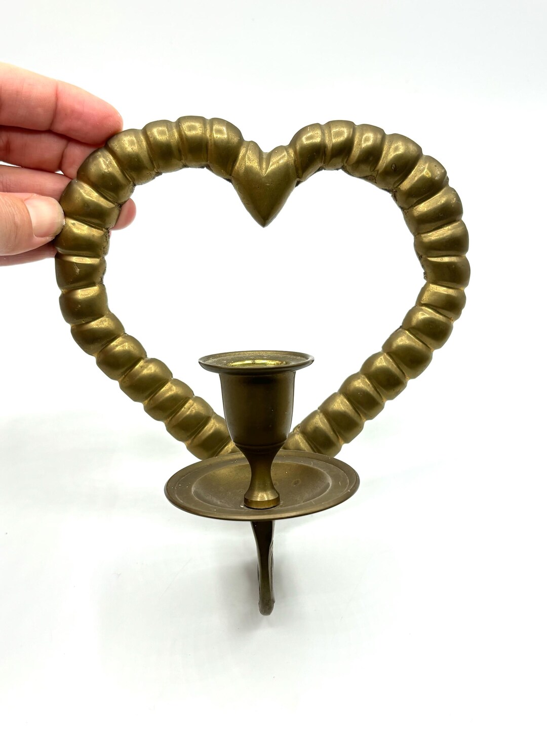 Vintage MCM Brass Heart Sconce: Braided Wall Hanging Decor - Etsy