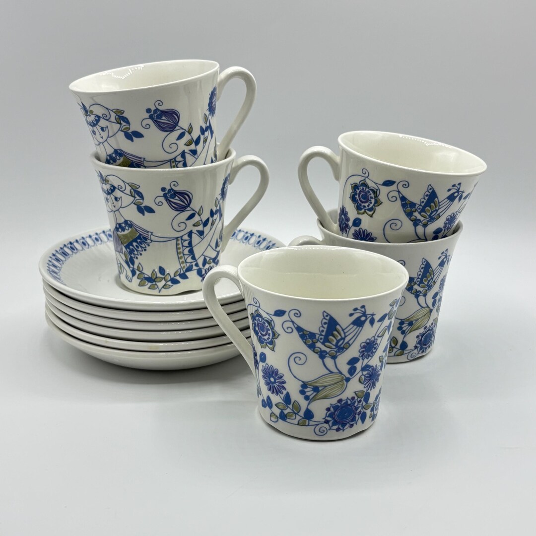 Vintage Figgjo Flint Lotte Tea Cup Set: Turi Design, Norway (6 Pieces ...