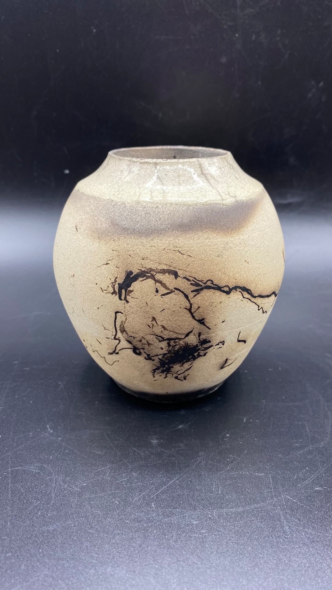 Vintage Horse Hair Raku Pottery Vessel Artist Artist Signed Elsa Mann 5 ...