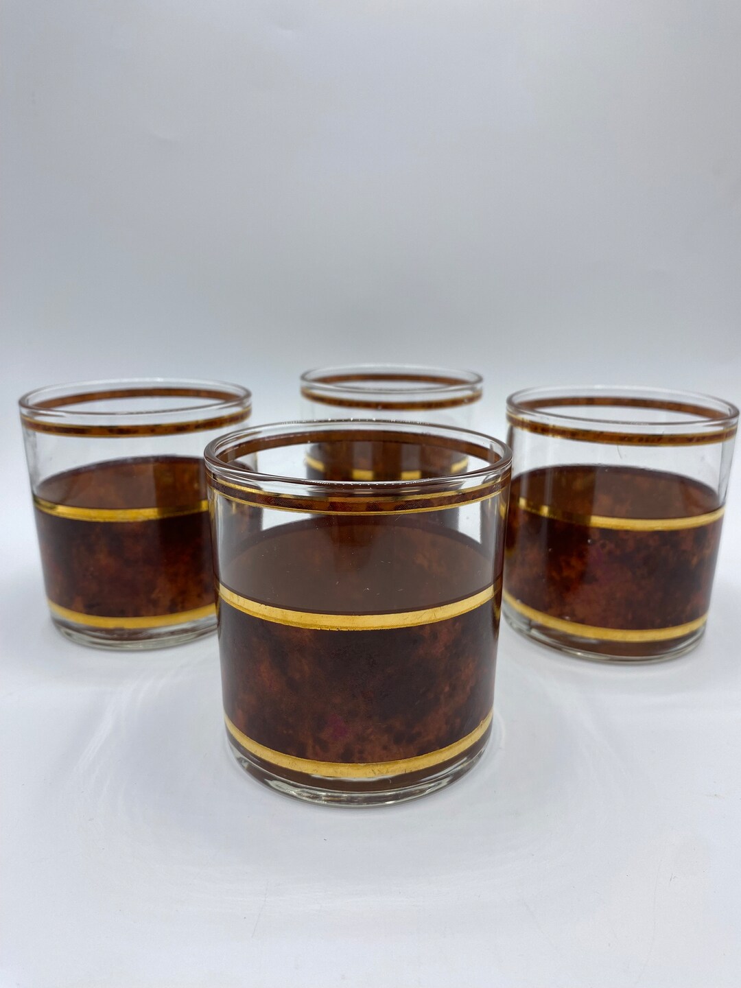 Vintage MCM Tortoiseshell and Gold Stripe Culver Glasses Faux Brown ...