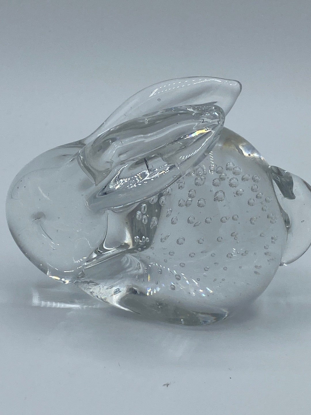Vintage Art Glass Clear Bullicante Bunny Figurine, Art Glass Animals ...